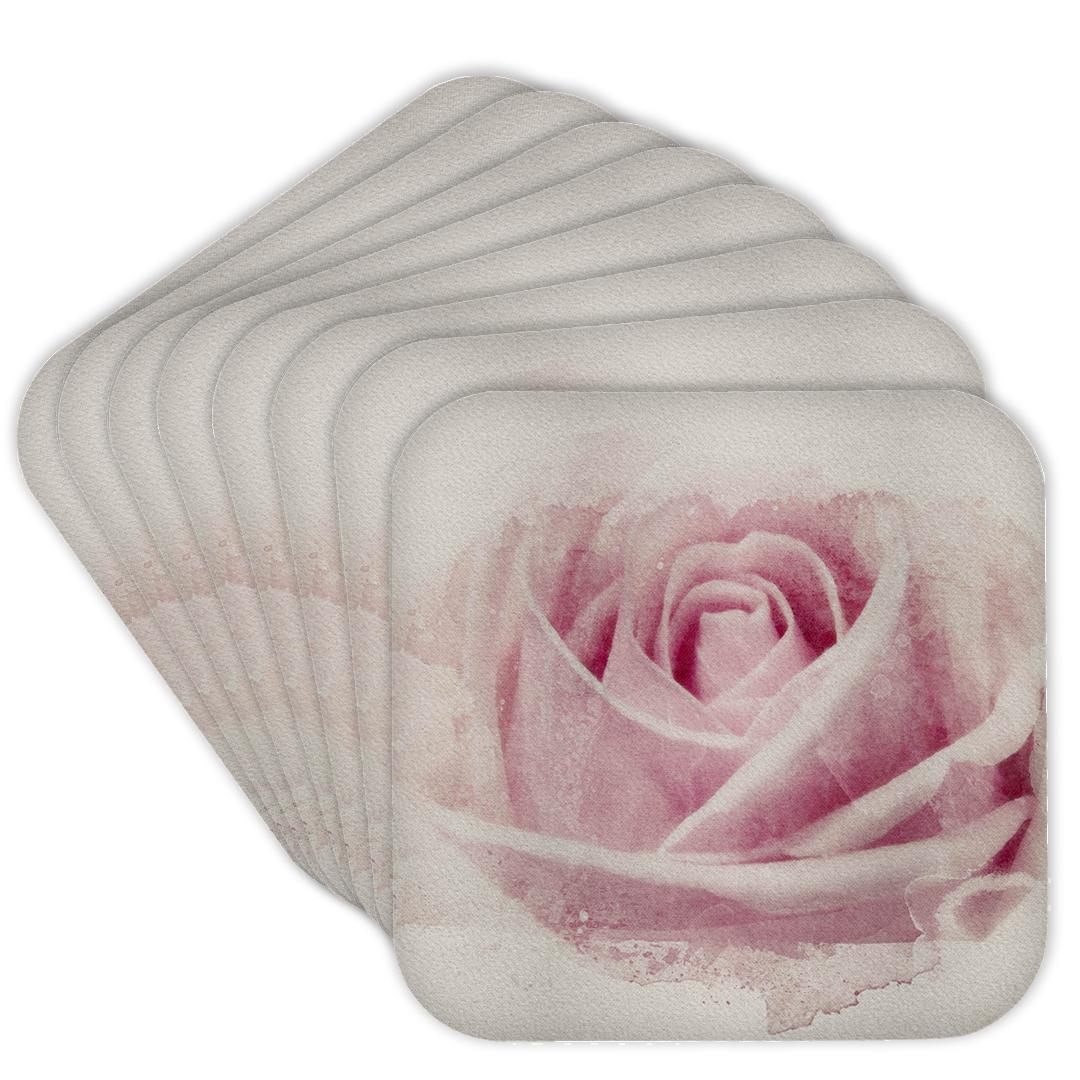3dRose, Image Of Watercolor Pink Rose Art, Set of 8 Coasters - Soft ...