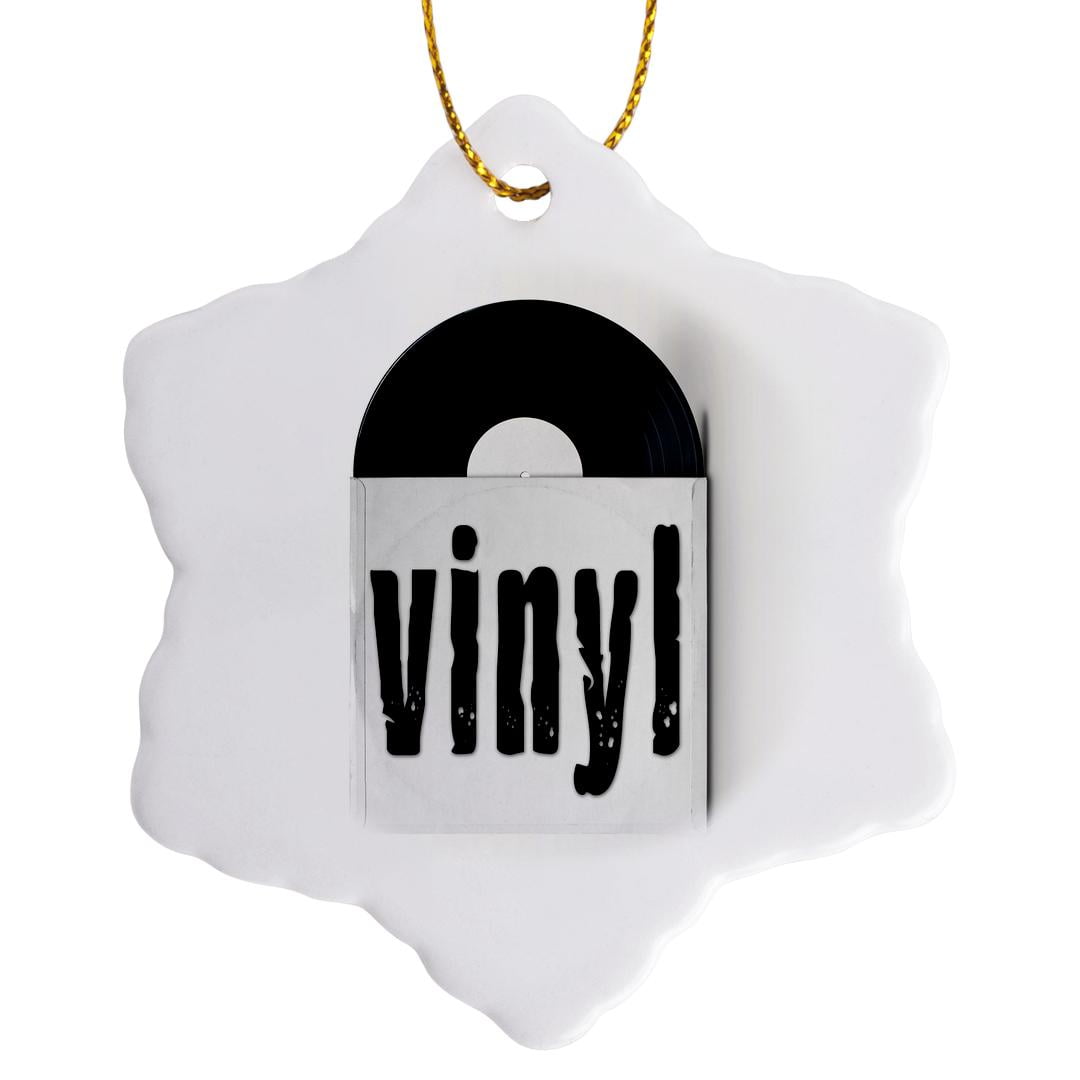 3drose, Image of Word Vinyl with Record Picture, 3 inch Snowflake ...