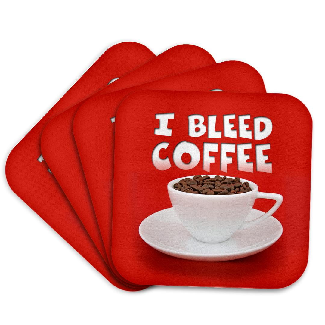 3drose, Image of Words I Bleed Coffee on Red Coffee Cup Background, Set ...