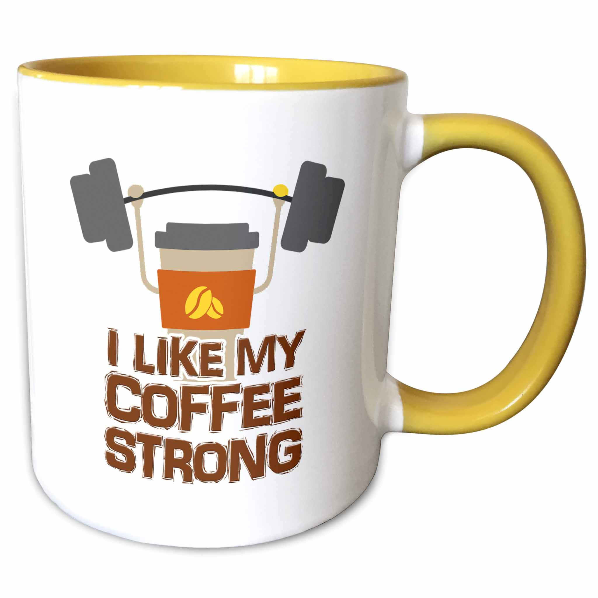 3drose, Image of Words I Like My Coffee Strong with Coffee Cup Barbell ...