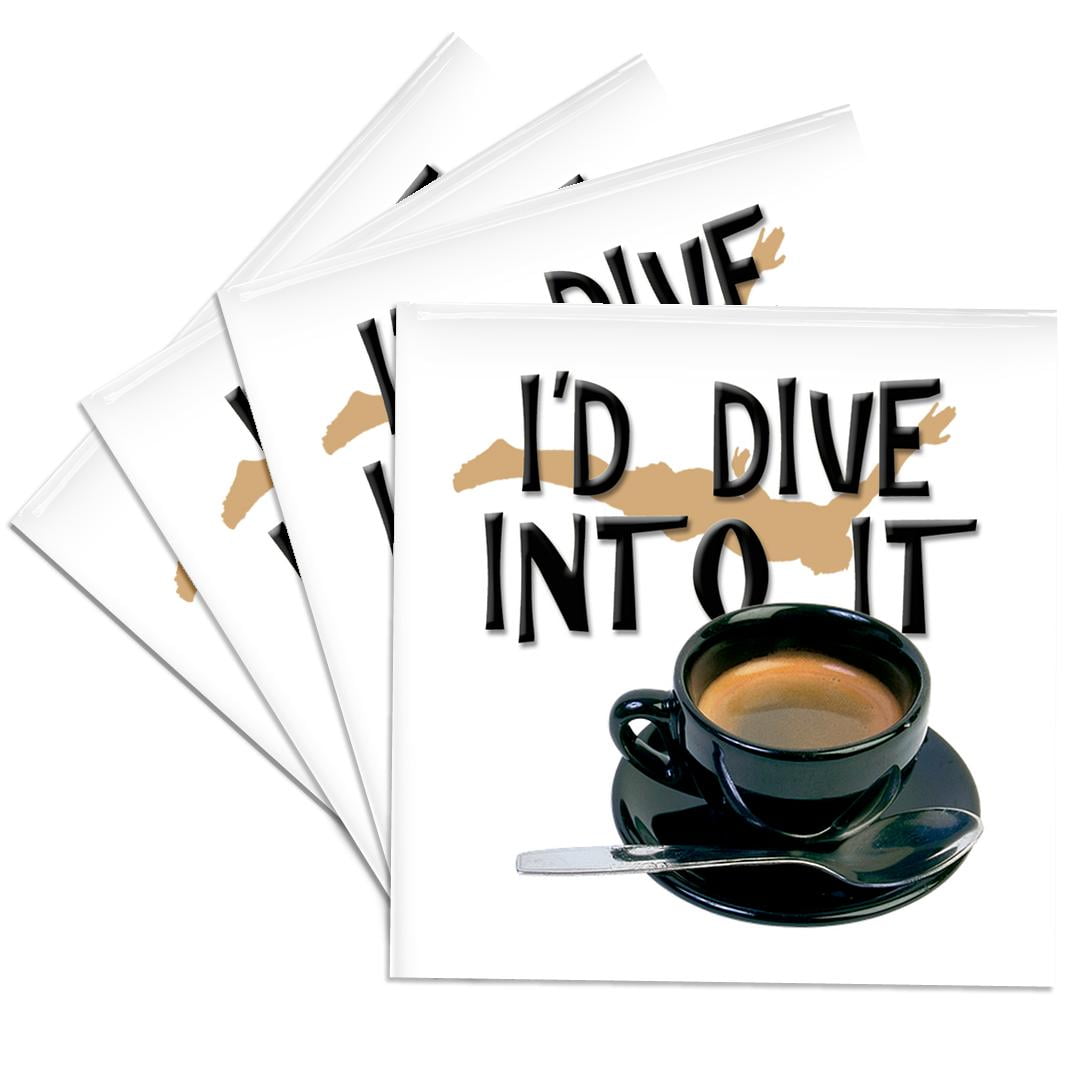3drose, Image of Words Id Dive into It, Set of 4 Ceramic Tile Coasters ...