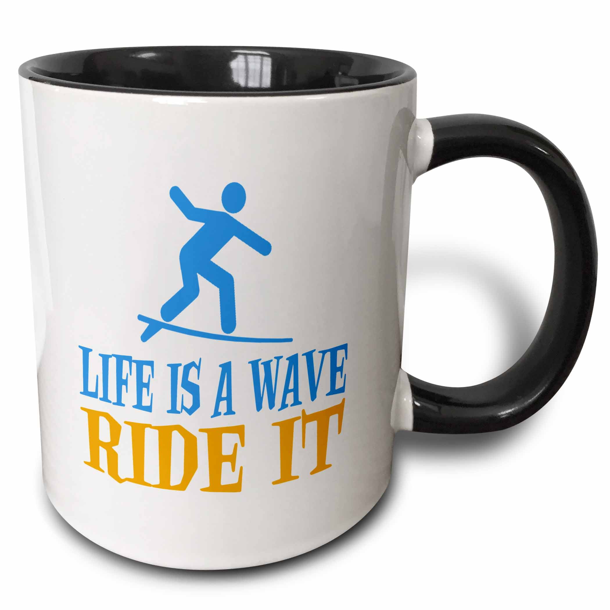 3drose, Image of Words Life Is a Wave Ride It with Surfer Symbol, 11oz ...