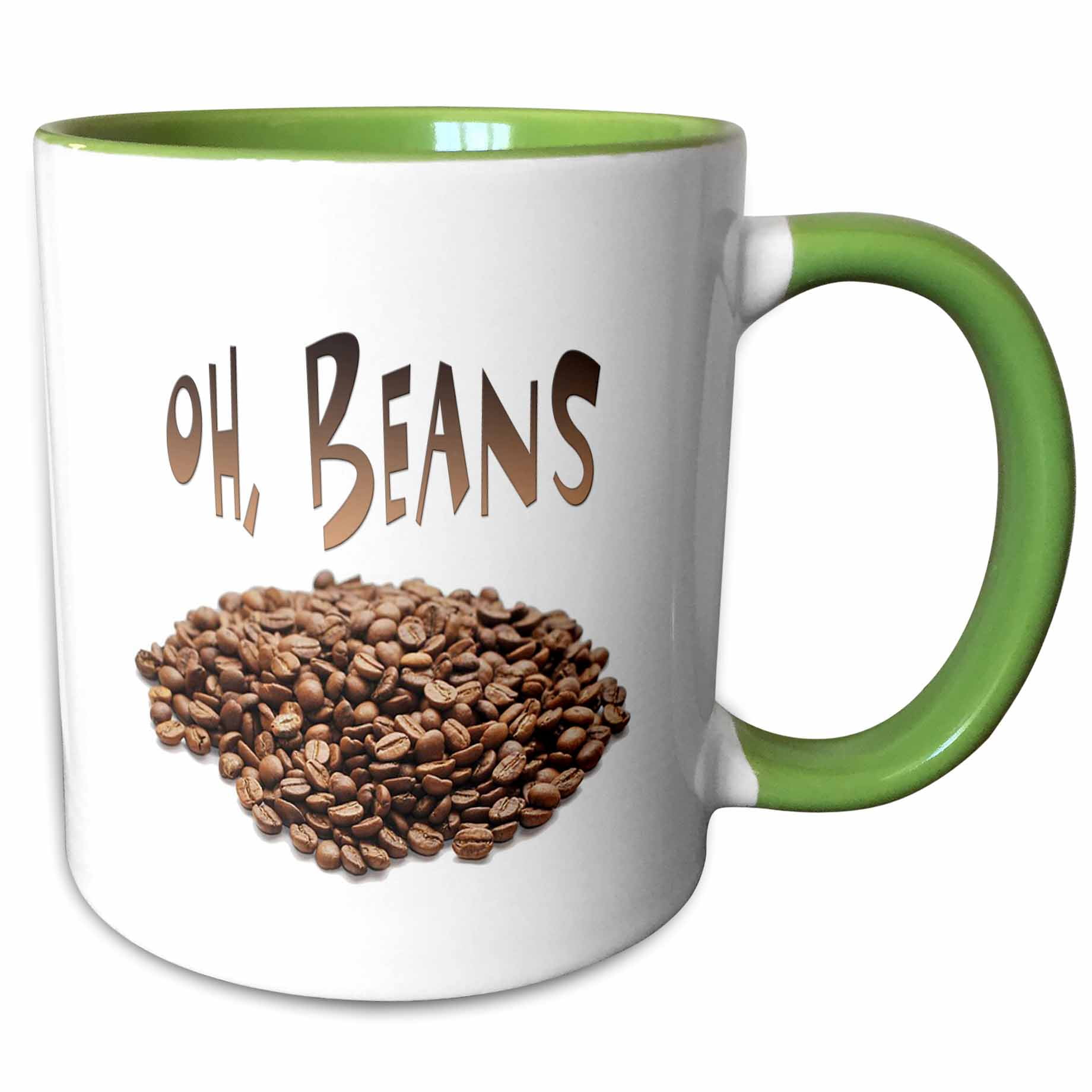 3drose, Image of Words Oh Beans with Coffee Beans Picture, 15oz Two ...