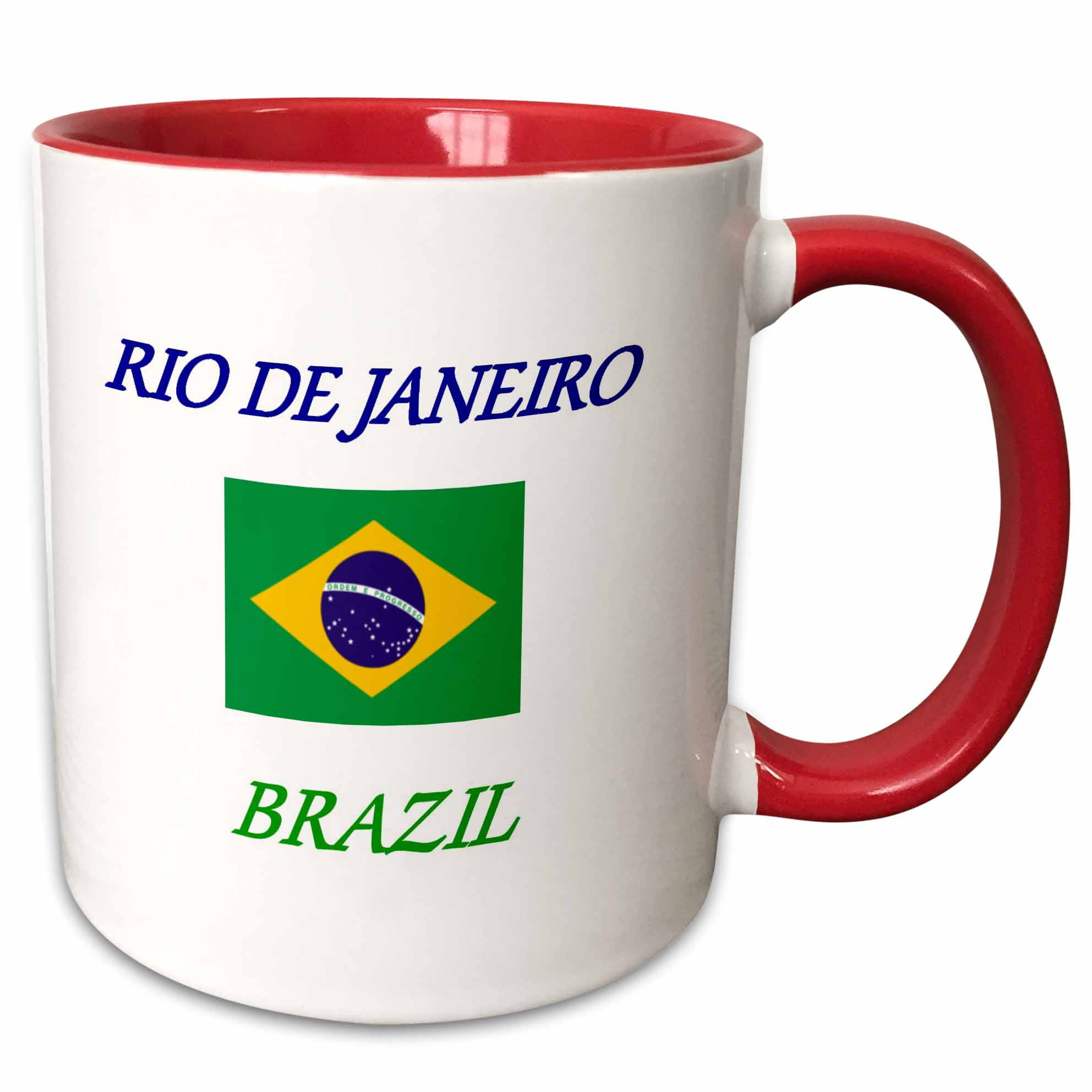 3drose, Image of Words Rio De Janeiro with Flag, 11oz Two-tone Red Mug ...