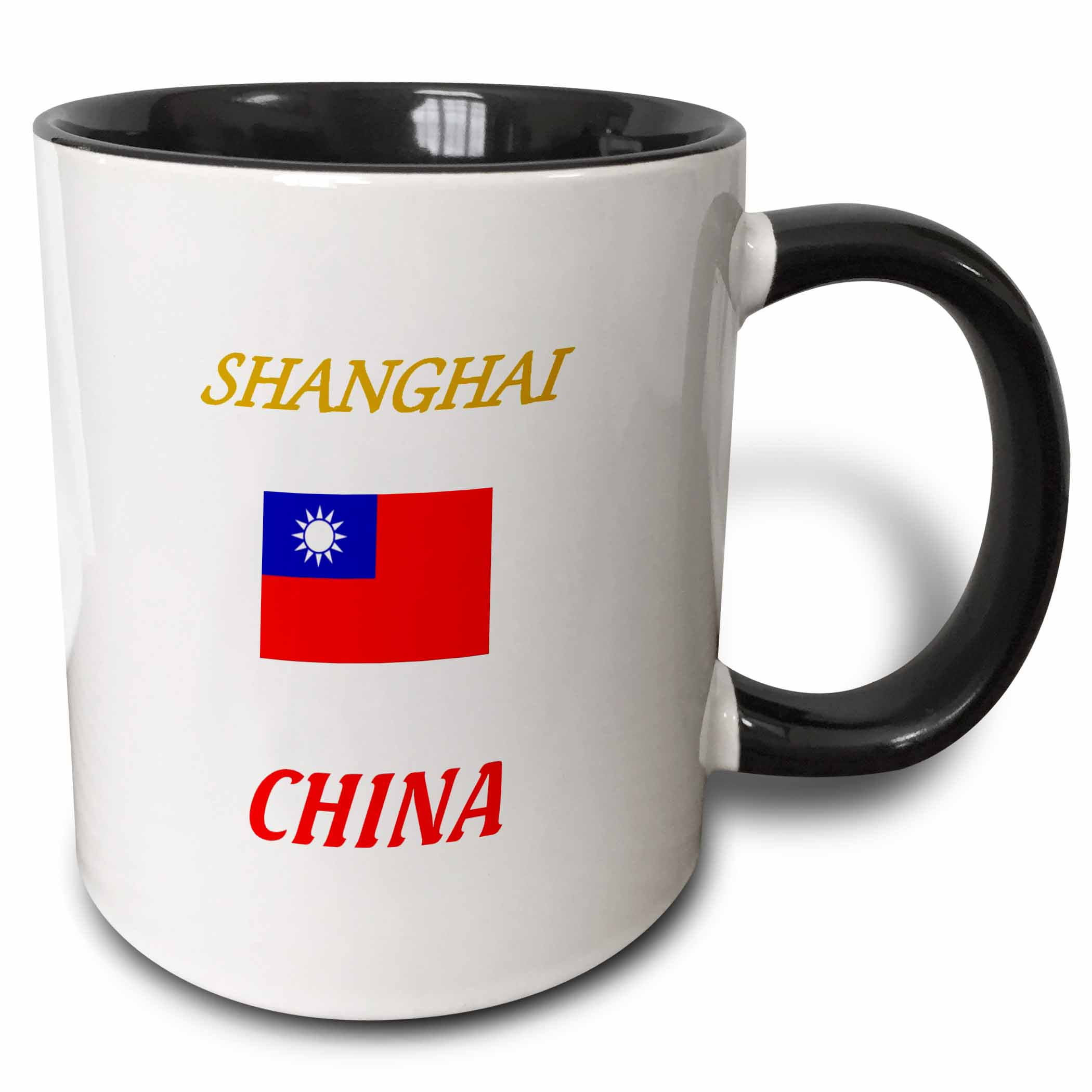 3drose, Image of Words Shanghai China with Flag of China, 11oz Two-tone ...