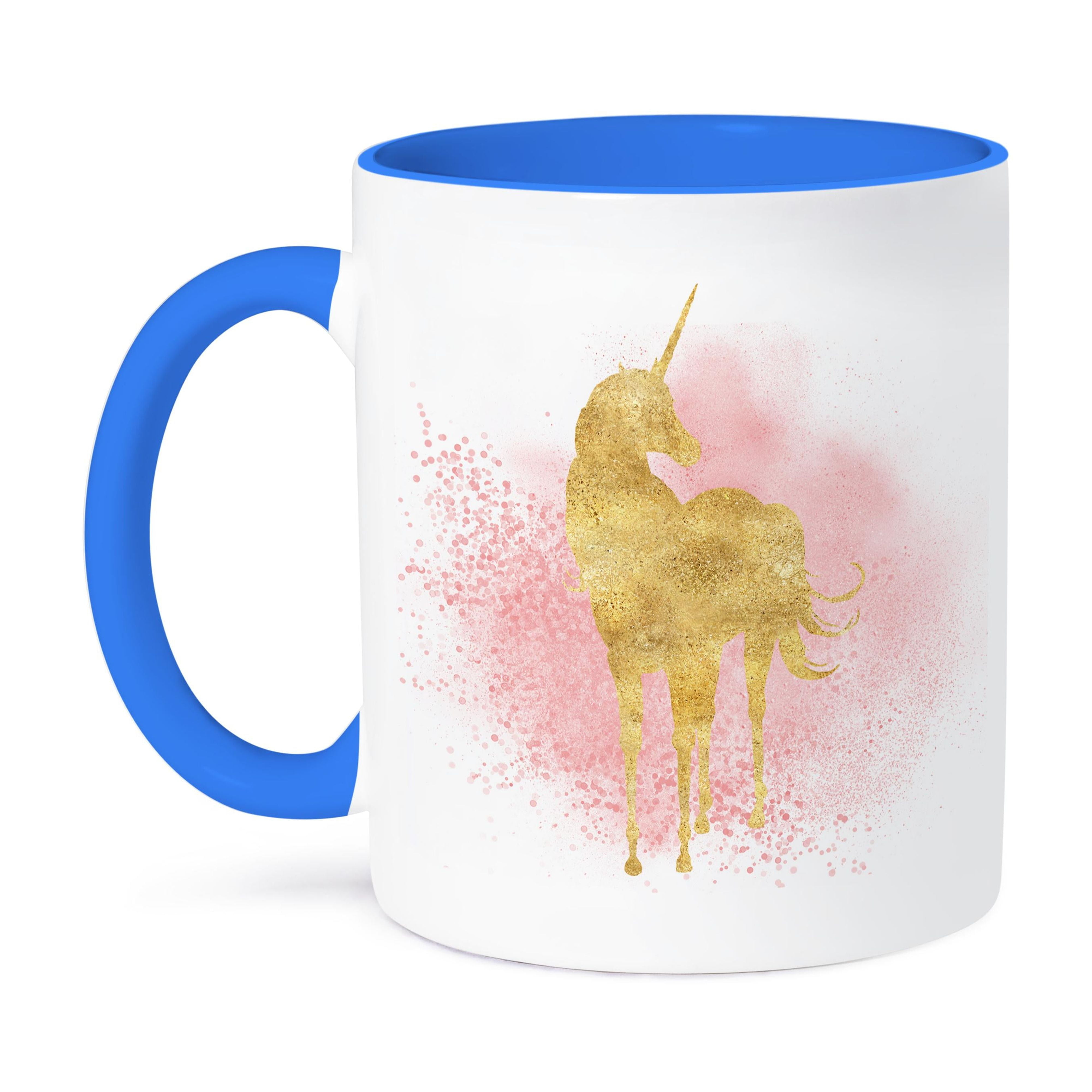 3dRose, Image of Blush Pink Sparkle Confetti Gold Unicorn, 15oz Two ...