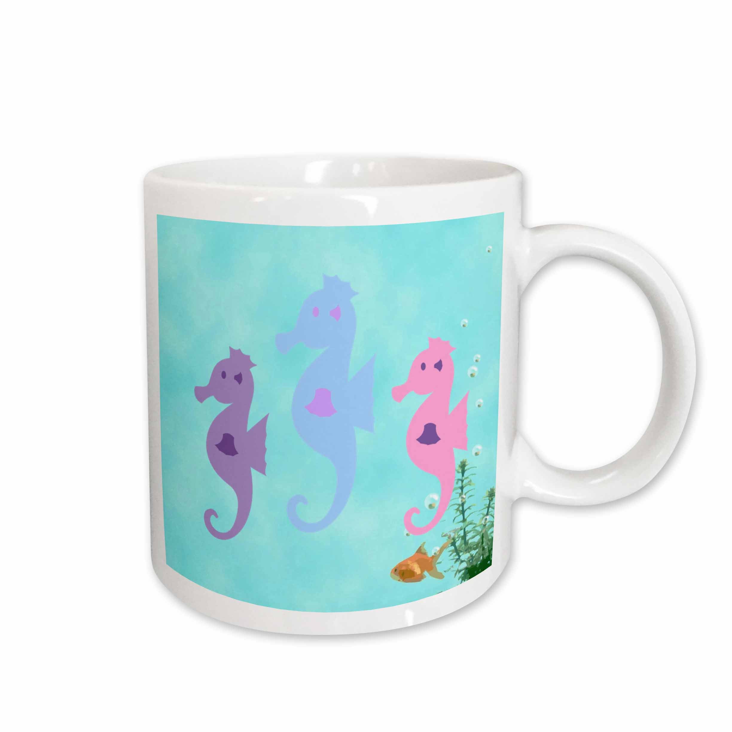 Image of Cartoon Seahorses In Purple Blue And Pink Underwater 11oz Mug ...