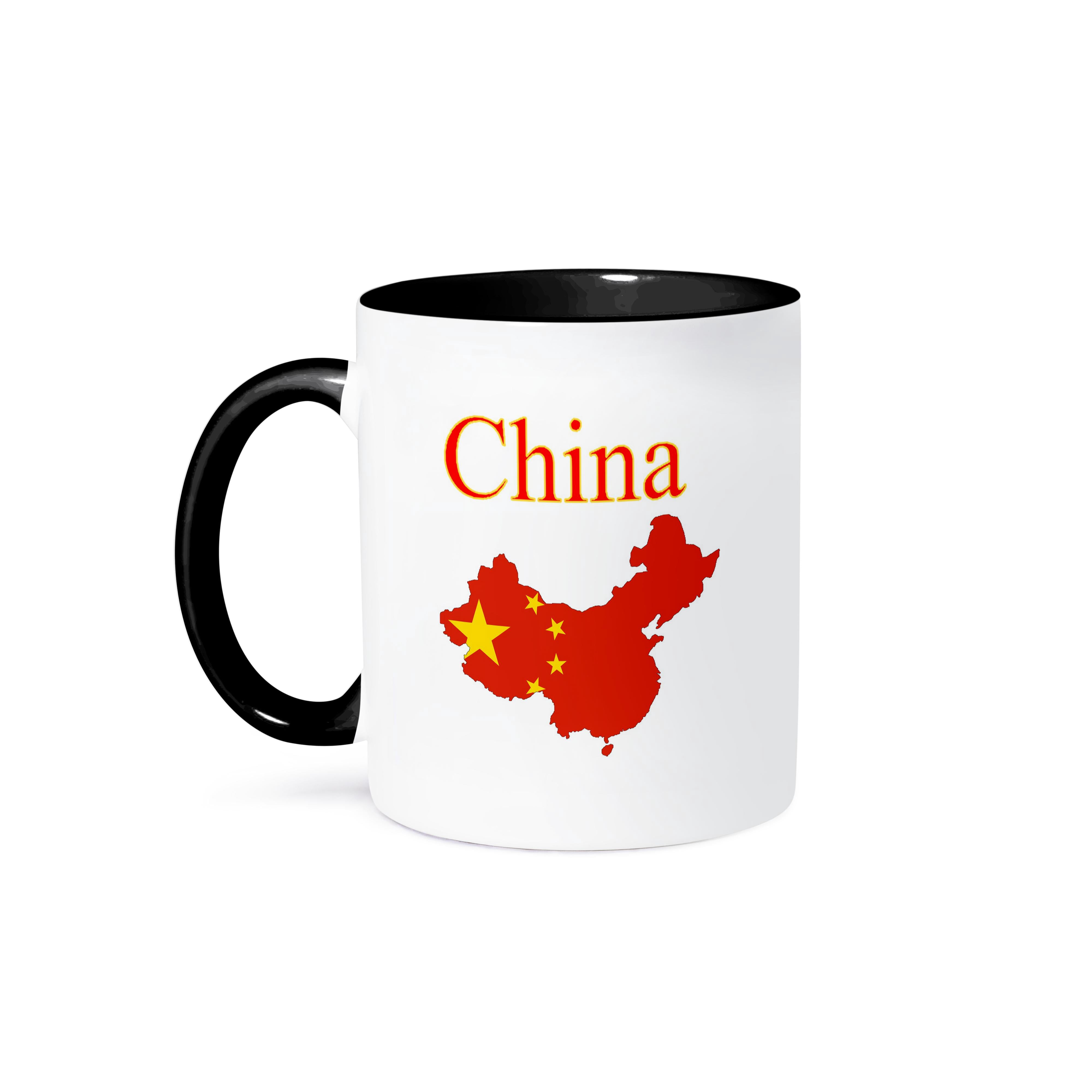 3dRose, Image of China Flag Symbols On Outline Of China , 15oz Two-Tone ...