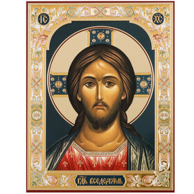 Image of Christ, Wooden Gold Foiled Icon 5 1/2"x4 3/8" Wall hanging ...