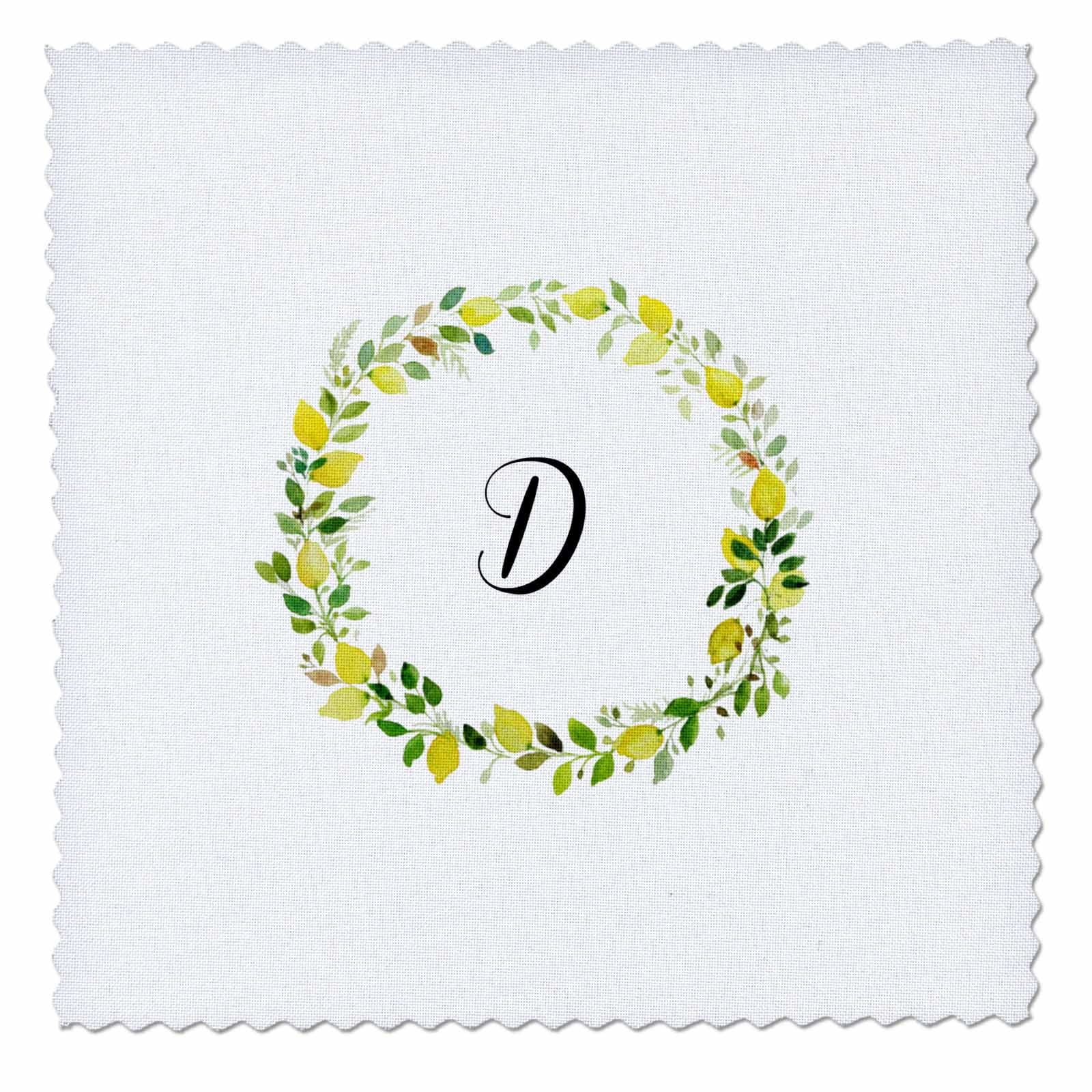 3dRose, Image of D Green Floral Monogram, 10x10 inch quilt square ...