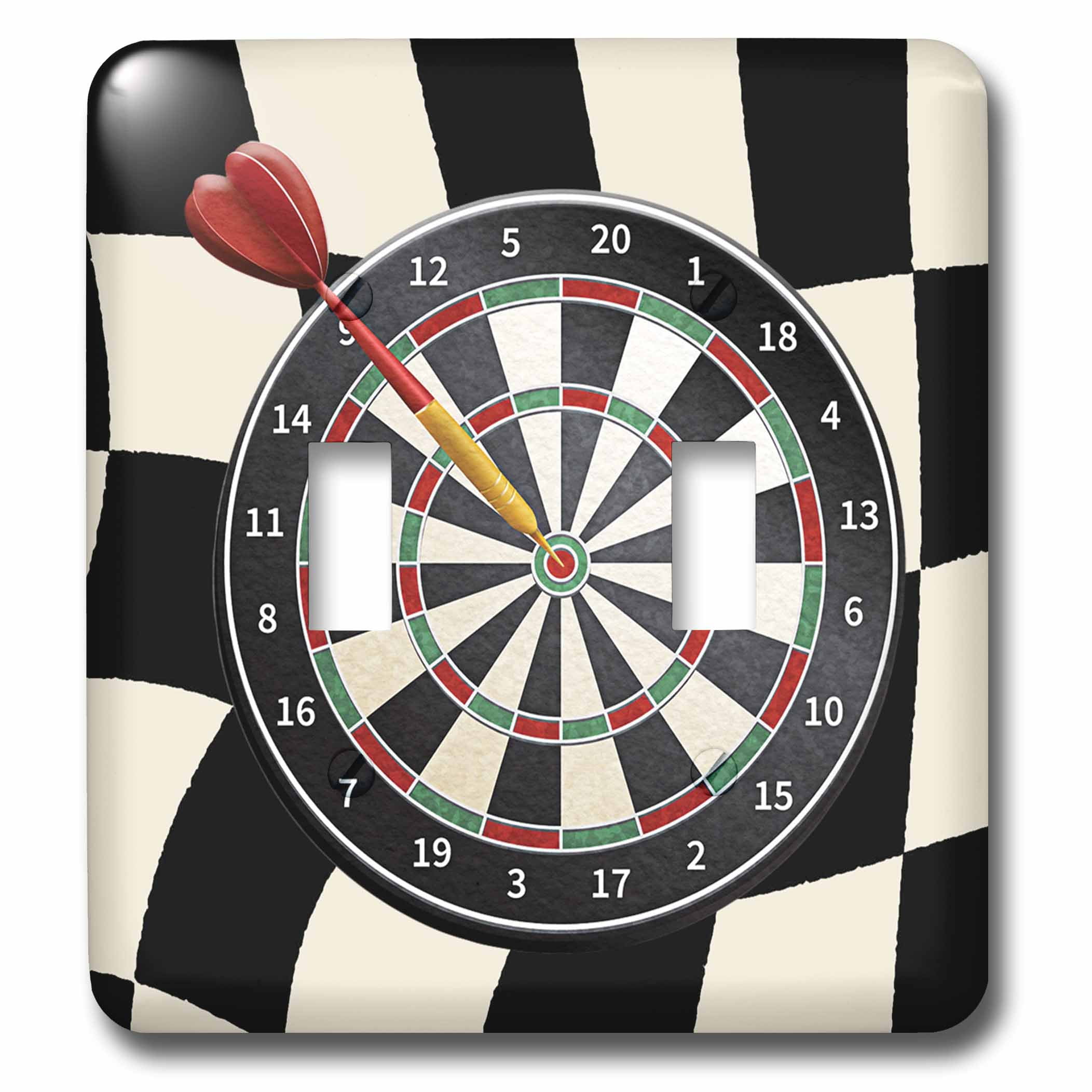 Image of Dart Board with Dart in Bulls Eye, Black, Red, and Green double toggle switch lsp ...