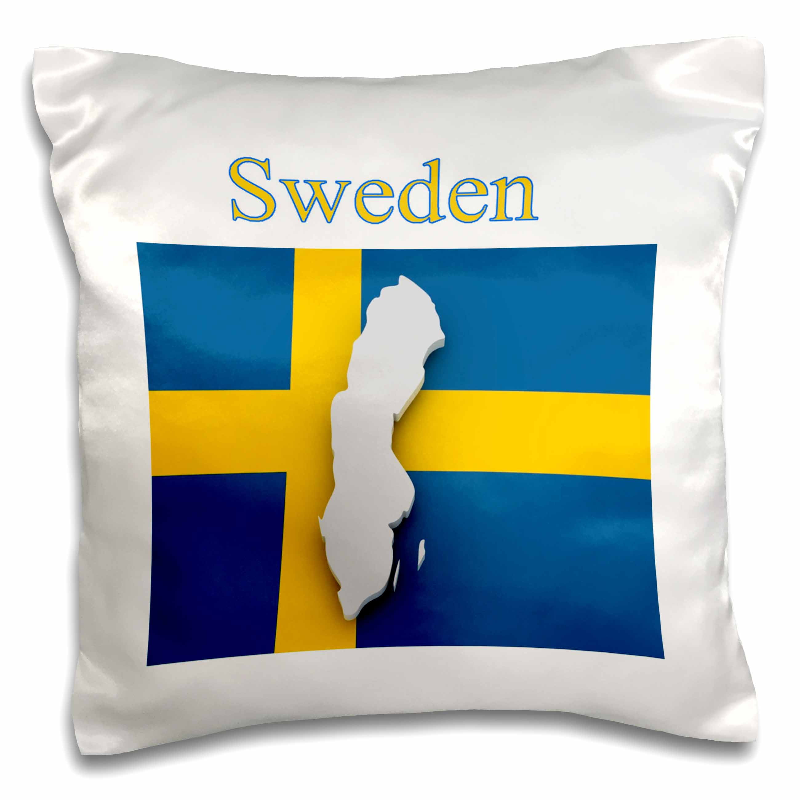 3drose, Image of Exotic Sweden Map on Swedish Flag, 16x16 inch Pillow ...