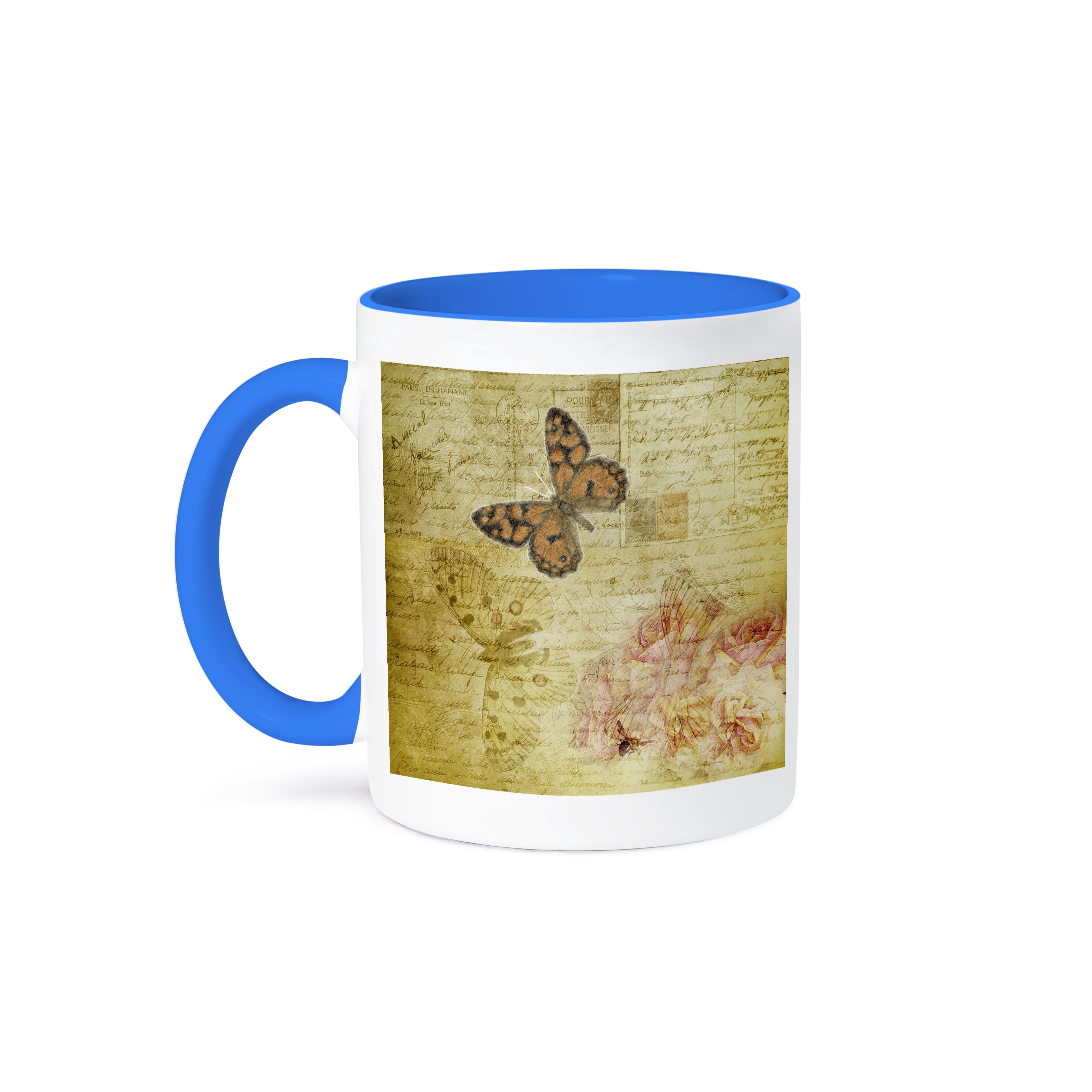 3dRose, Image of Faded Yellow Butterfly On Vintage Typography Postcards ...