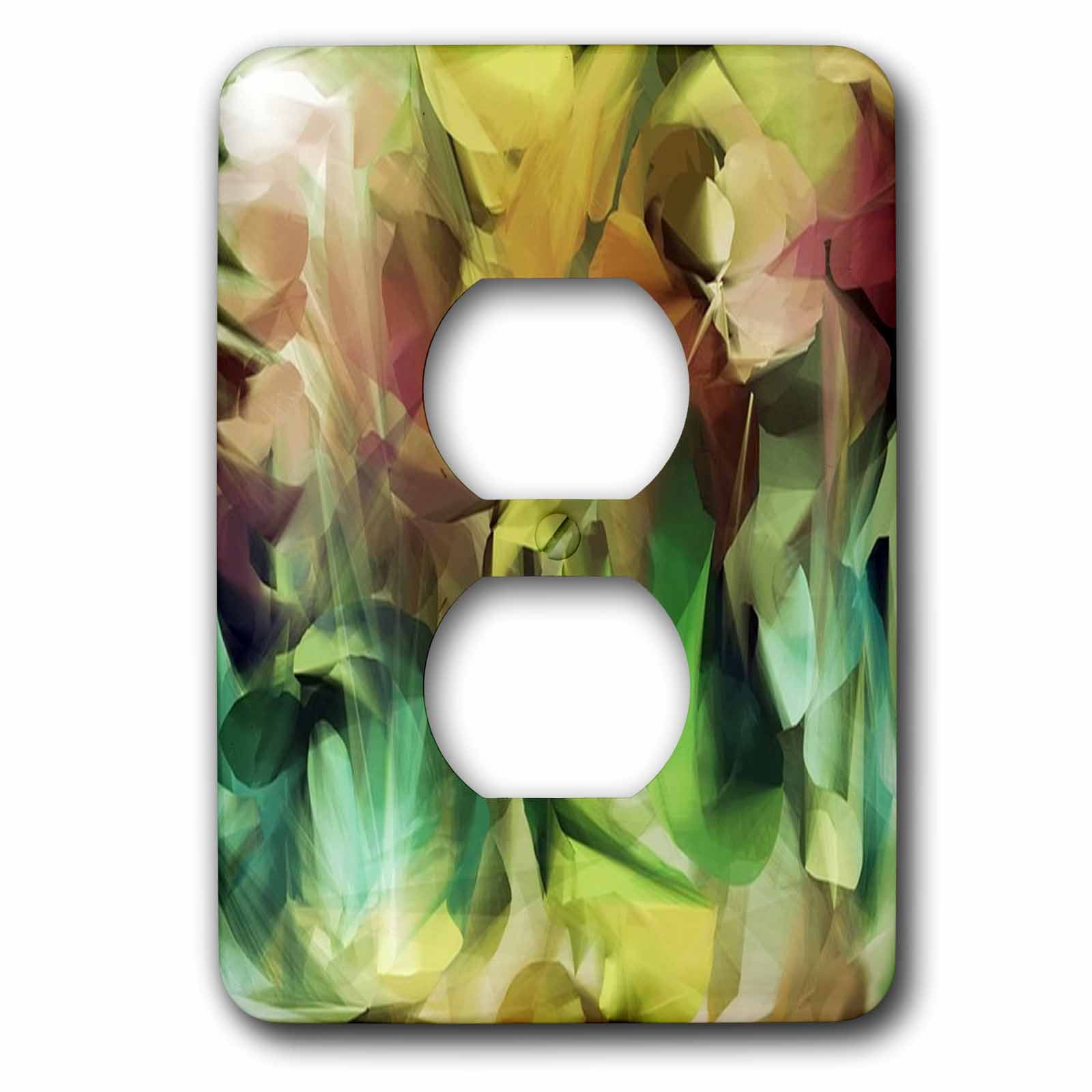 3dRose, Image of Floating Green And Brown Abstract Art, 2 plug outlet ...