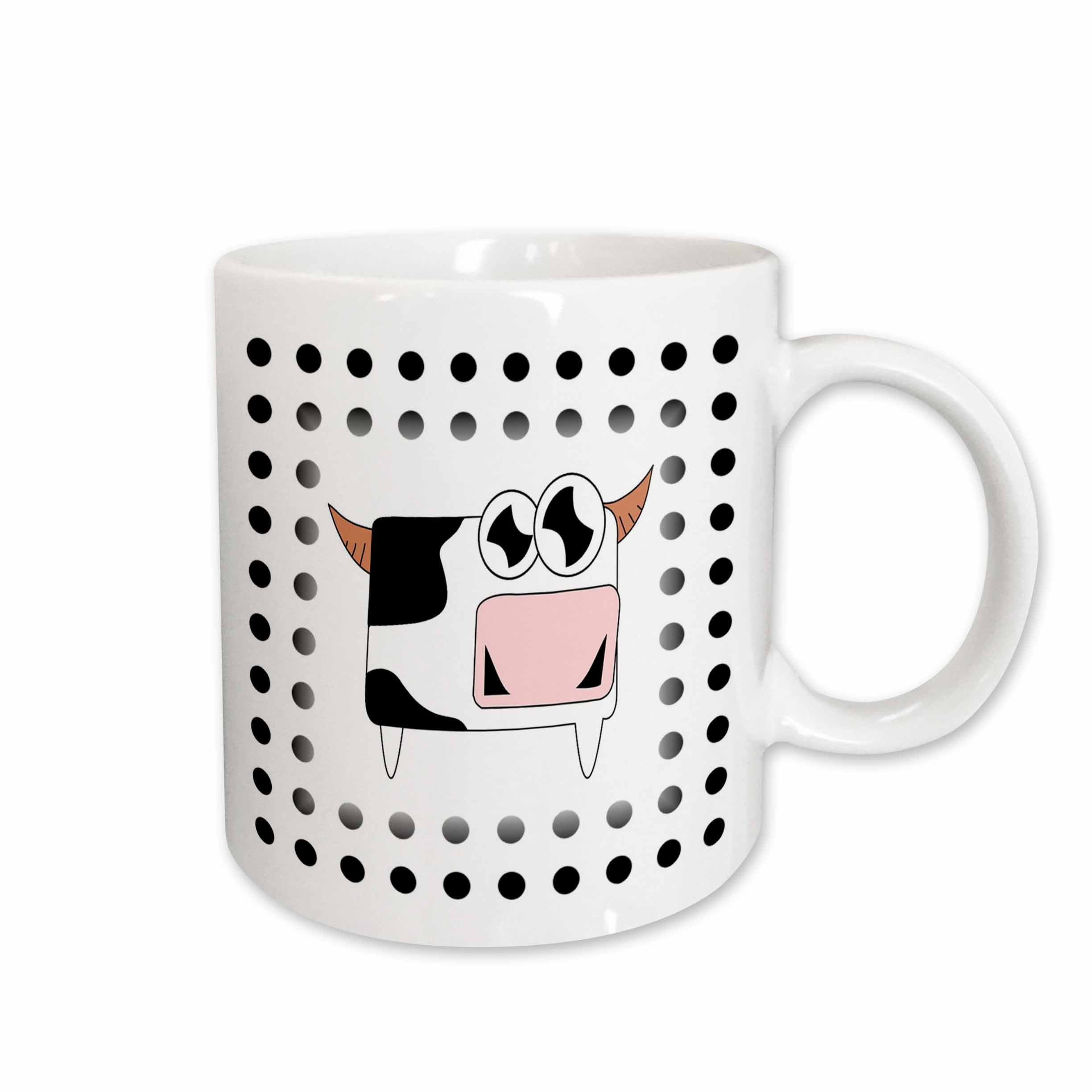 Image of Funny Square Cartoon Cow On Small Black Dots 15oz Mug mug ...
