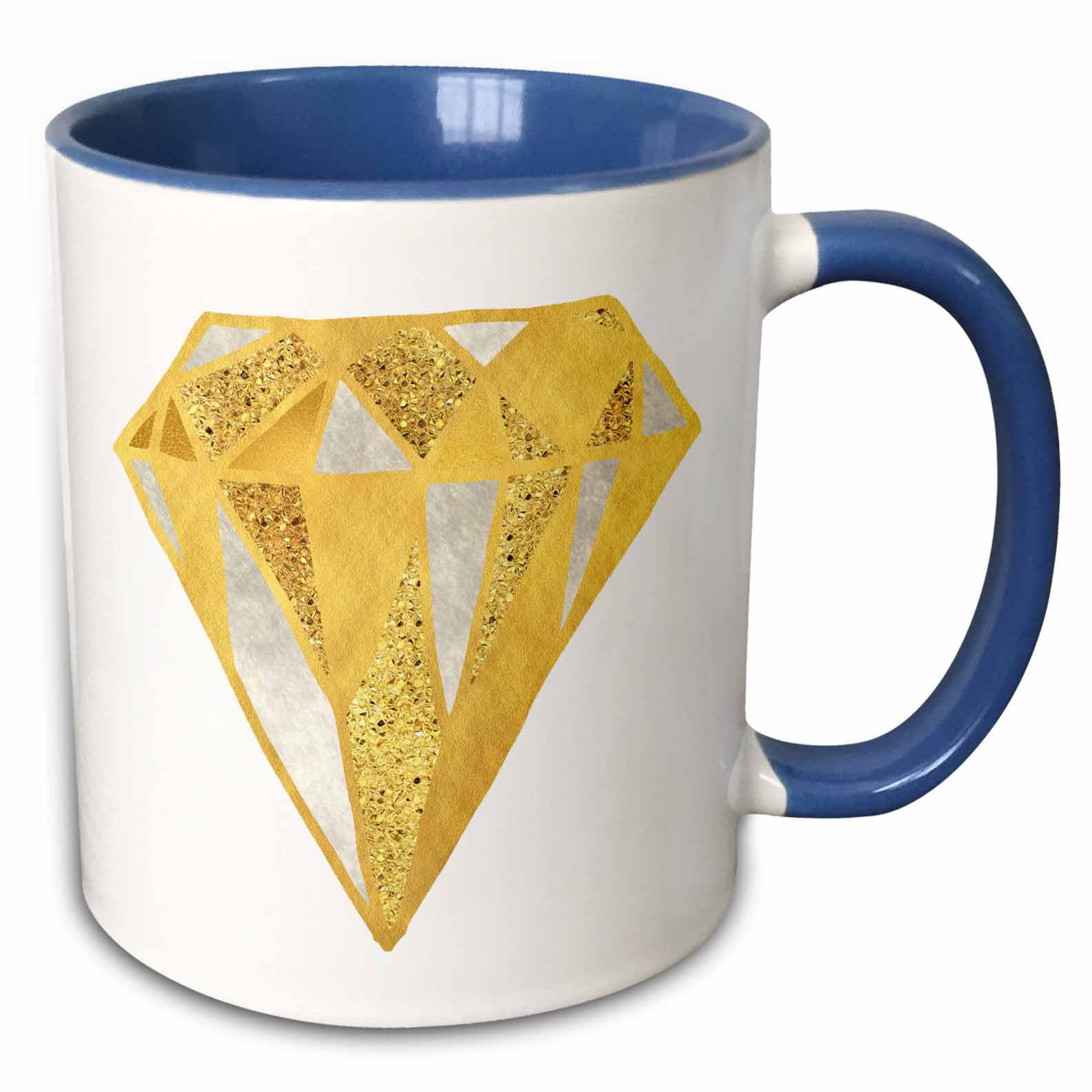 Image of Gold Glitzy Glam Diamond 11oz Two-Tone Blue Mug mug-274188-6 ...