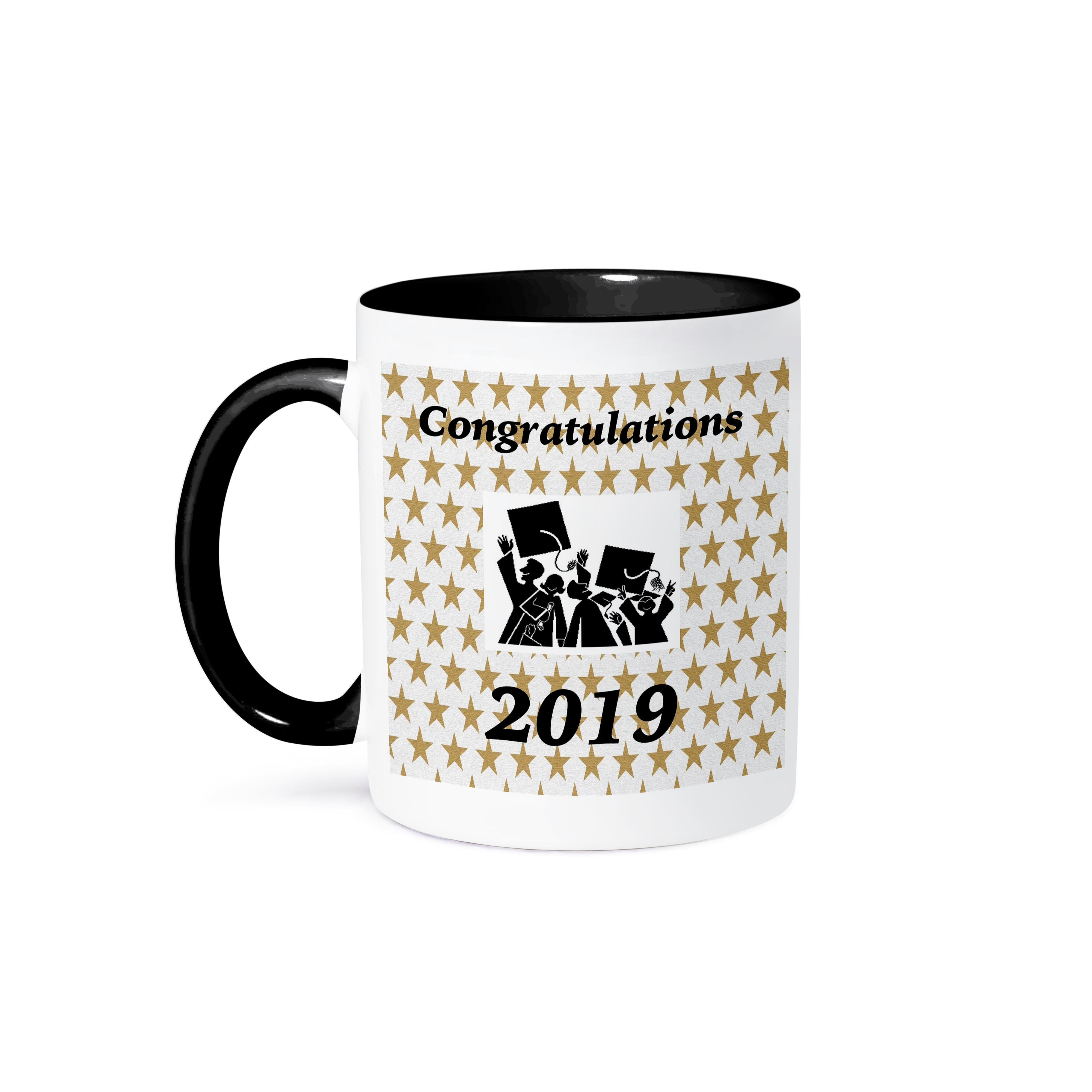 3dRose, Image of Graduates Throw Caps On Gold Stars With 2019, 15oz Two ...