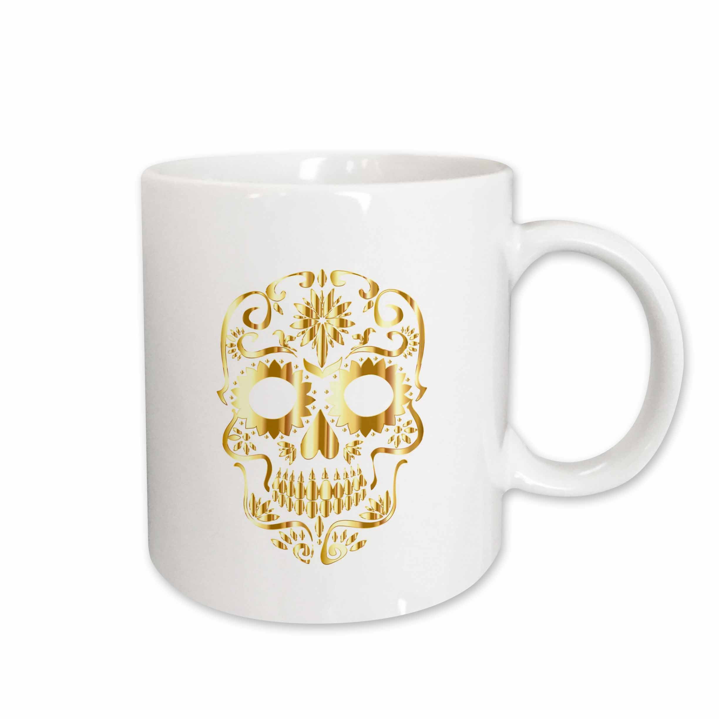 Image of Metallic Gold Sugar Skull 11oz Mug mug-279963-1 - Walmart.com