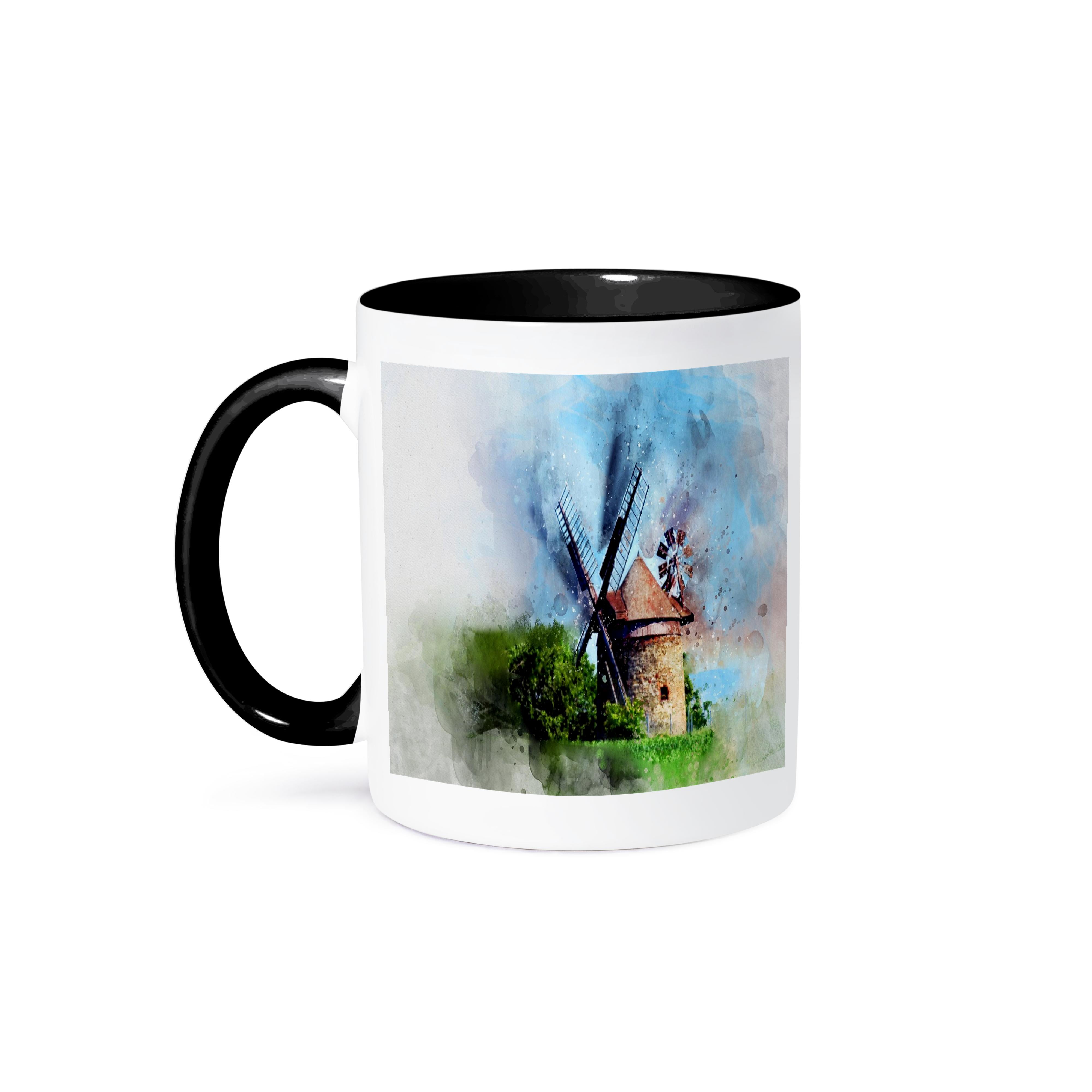 3dRose, Image of Painting Of Dutch Windmill in Watercolor, 11oz Two ...