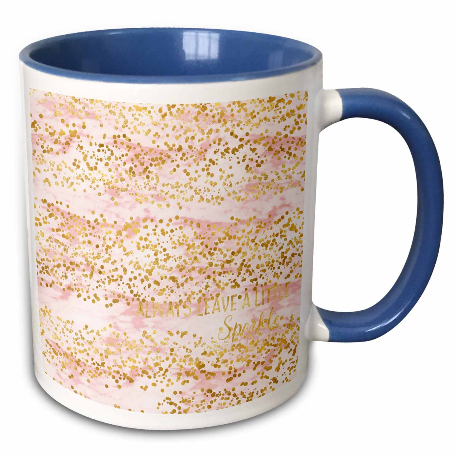 Image of Pink Blush Gold Confetti Always Sparkle Inspirational Quote 15oz Two-Tone Blue Mug mug ...