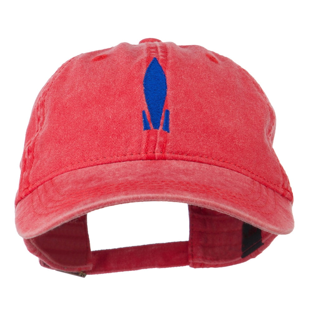 Image of Rocket Embroidered Washed Cap - Red OSFM - Walmart.com
