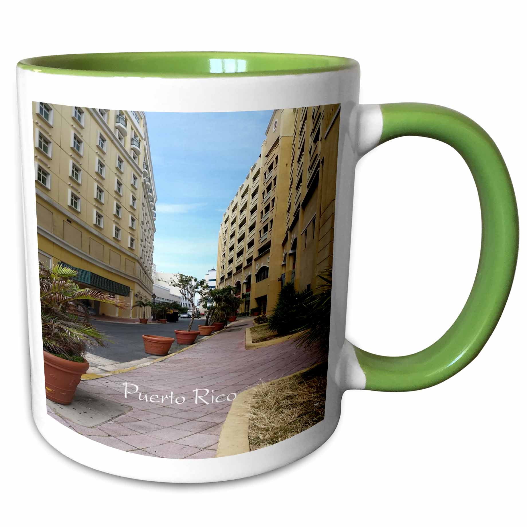 Image of Street In Downtown San Juan Puerto Rico 11oz Two-Tone Green ...