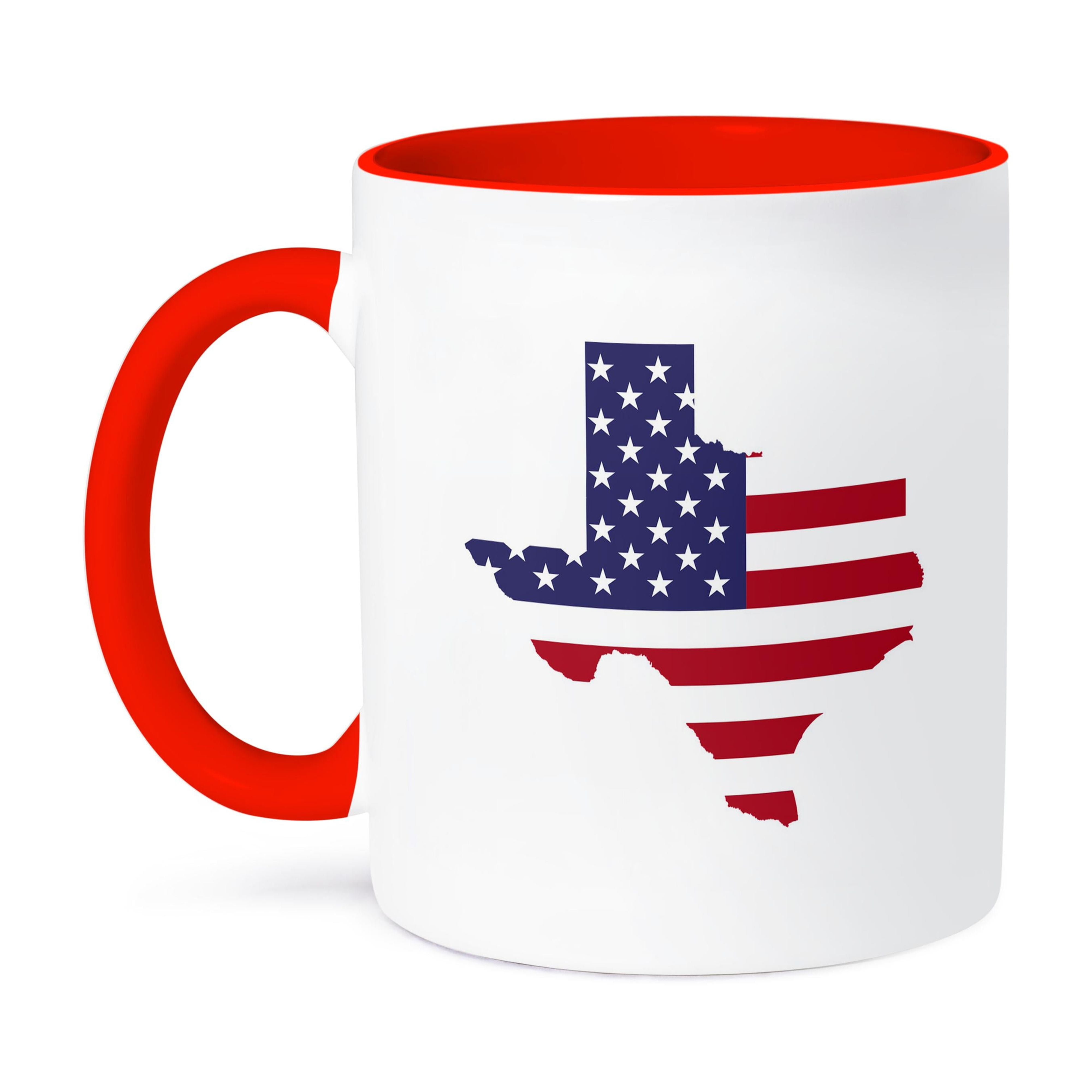 3dRose, Image of Texas Outlined In USA Flag Colors, 11oz Two-Tone Red ...