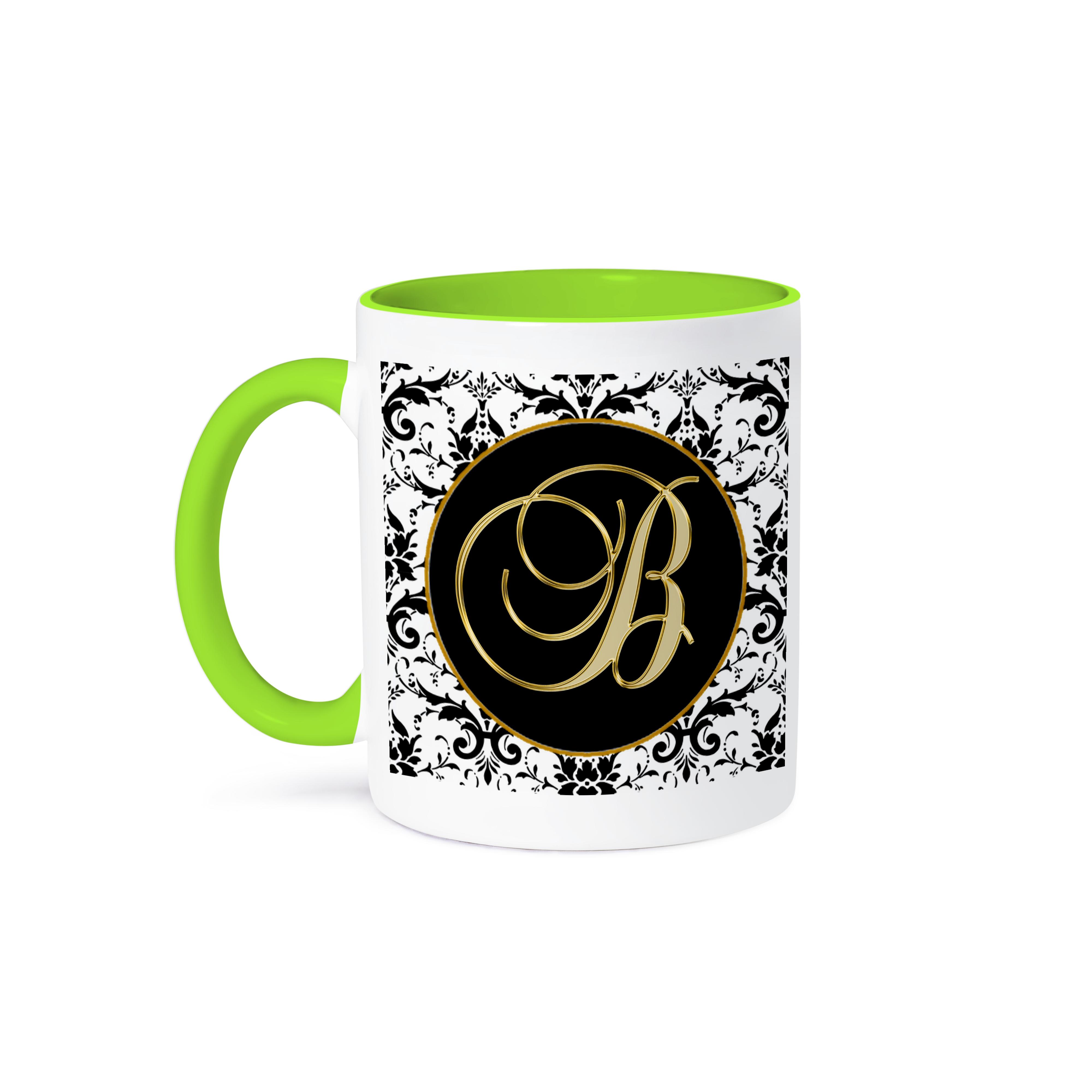3dRose, Image of The Script Letter B in Black White and Gold, 11oz Two ...