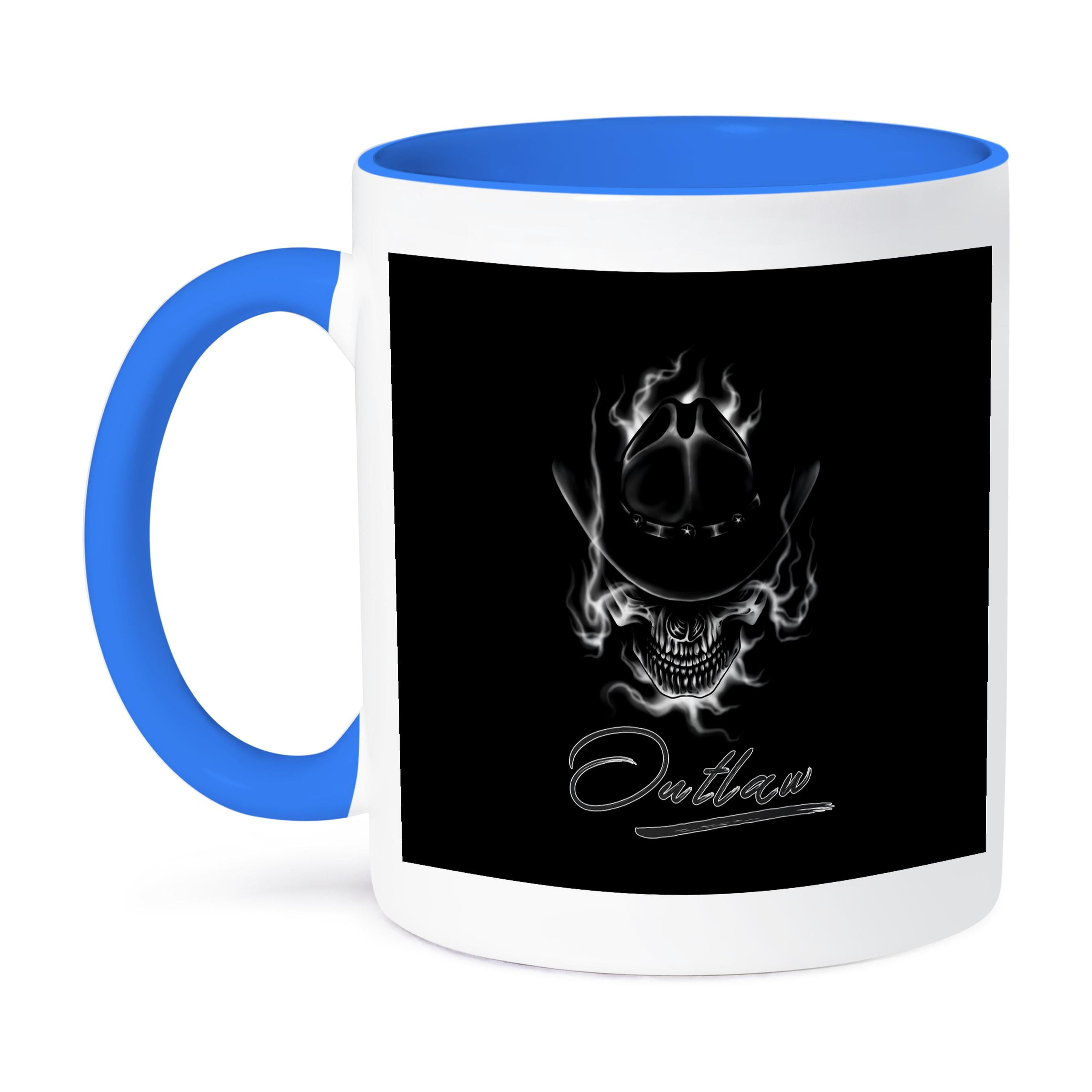 3dRose, Image of a skull in a hat. Smoke around the skull. Text Outlaw ...