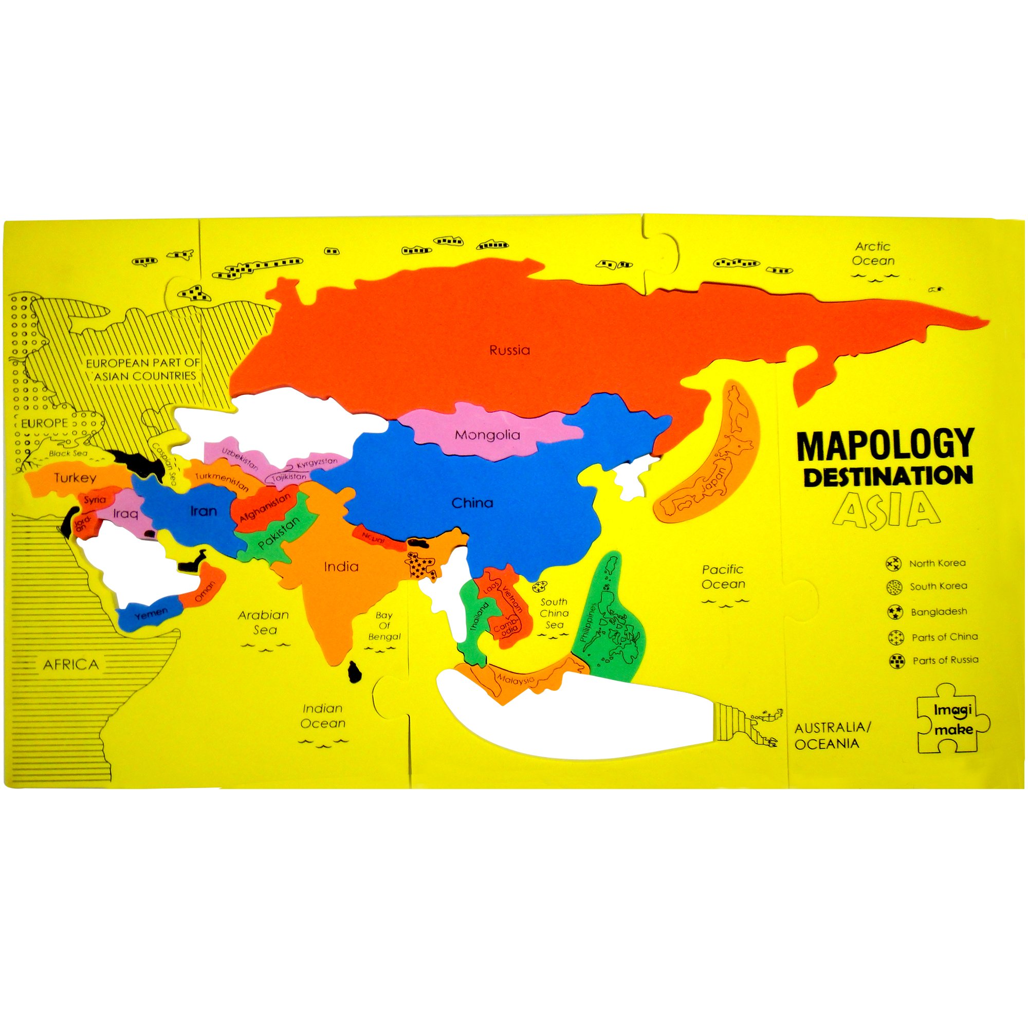 Imagimake Mapology Destination Asia Map Puzzle, Multi Color - Walmart.com
