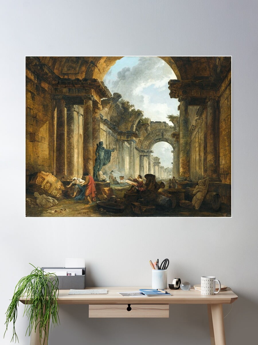 Imaginary View Of The Grande Galerie In The Louvre In Ruins (1796 ...