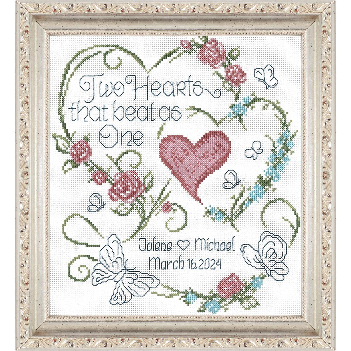Imaginating Inc. Two Hearts Wedding Kit & Frame Counted Cross-Stitch Kit - Walmart.com
