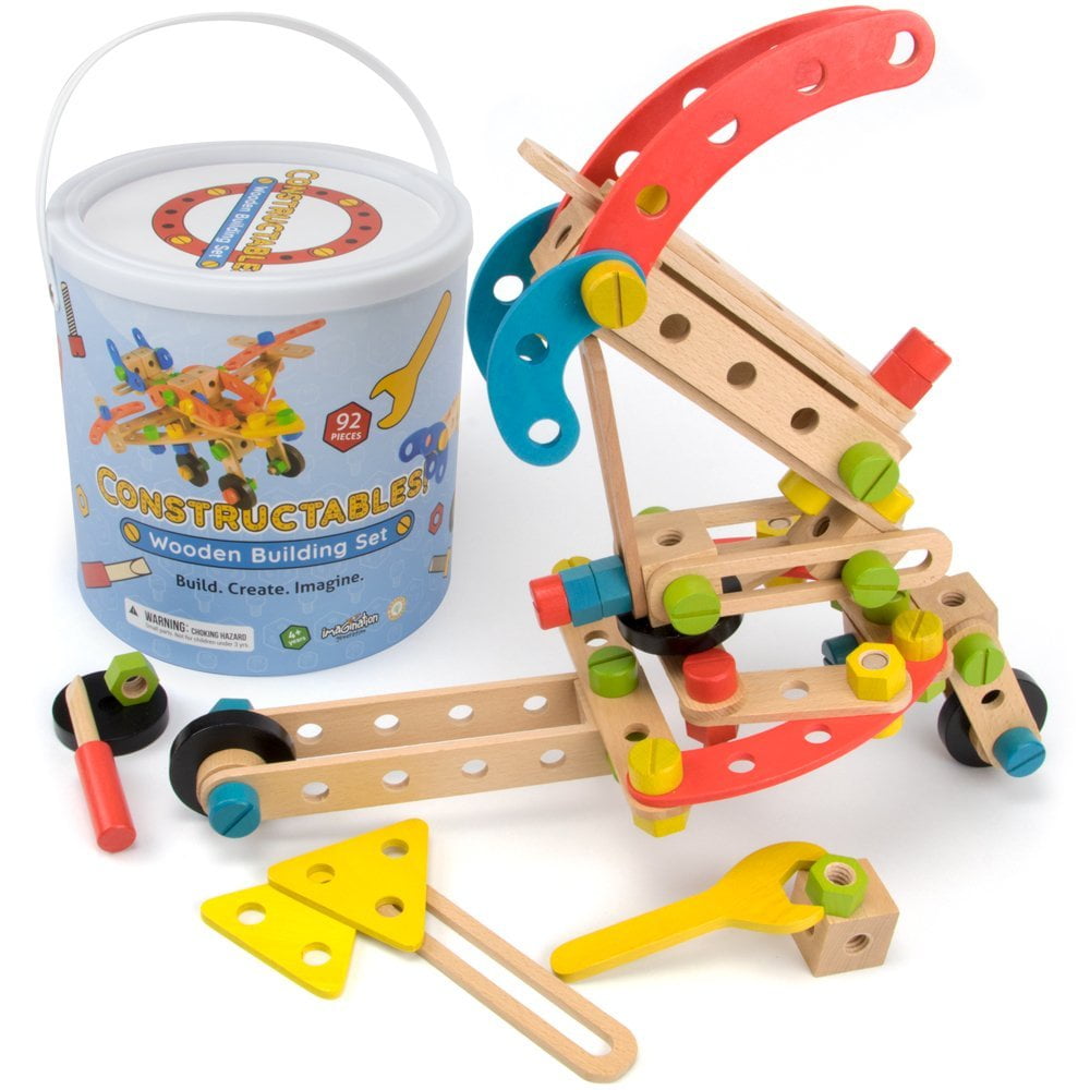 Imagination Generation Constructables! Wooden Building Set with 92 ...