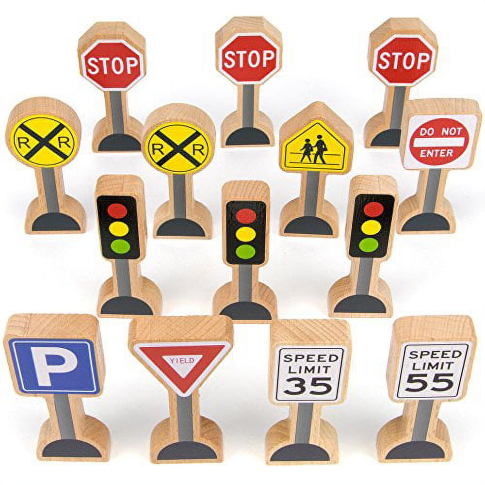 Imagination Generation Wooden Street Signs Pack | Includes Stop, Yield ...