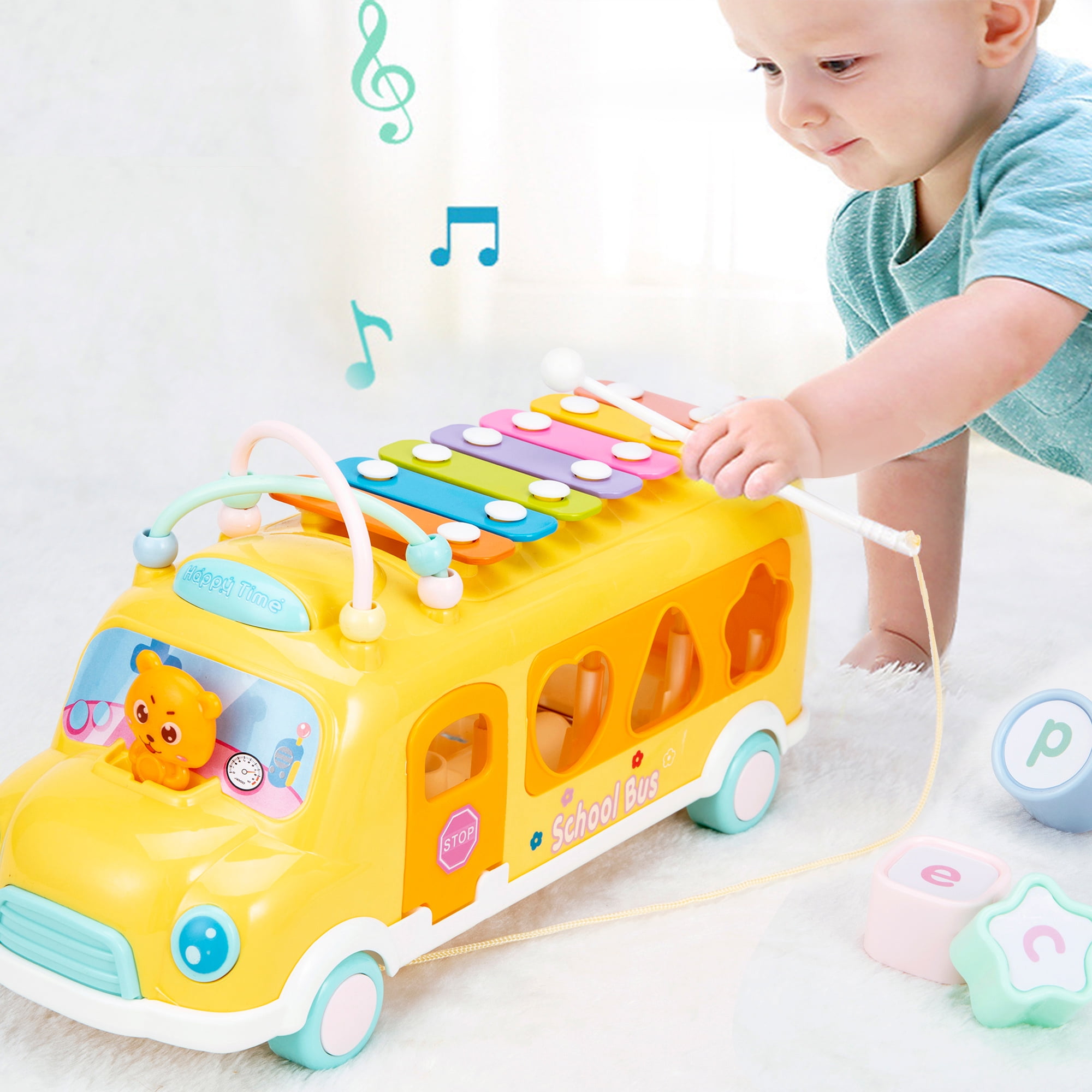 Imagination Toys Durable Plastic Musical Pounding School Bus Car Toy ...