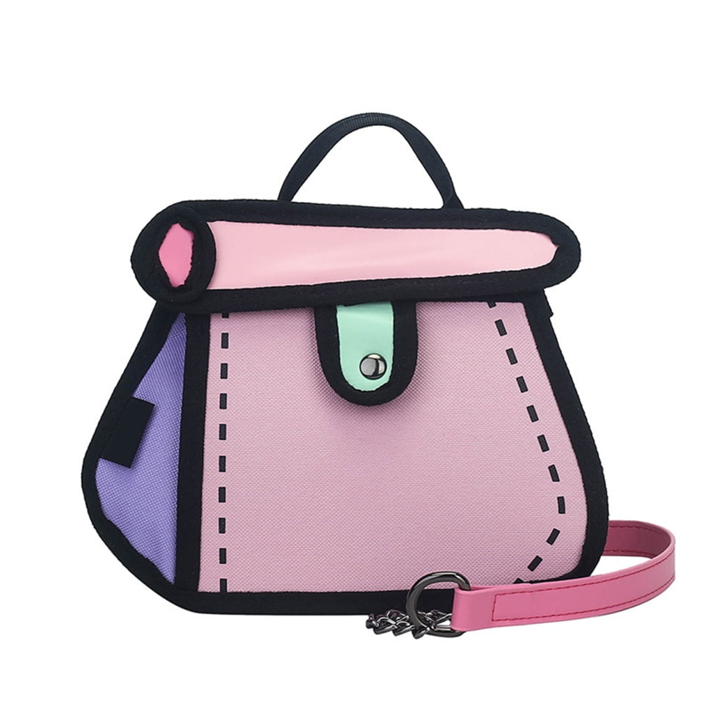 Imaginative 2D Cartoon Canvas Bag Modern Crossbody Handbag for Everyday ...