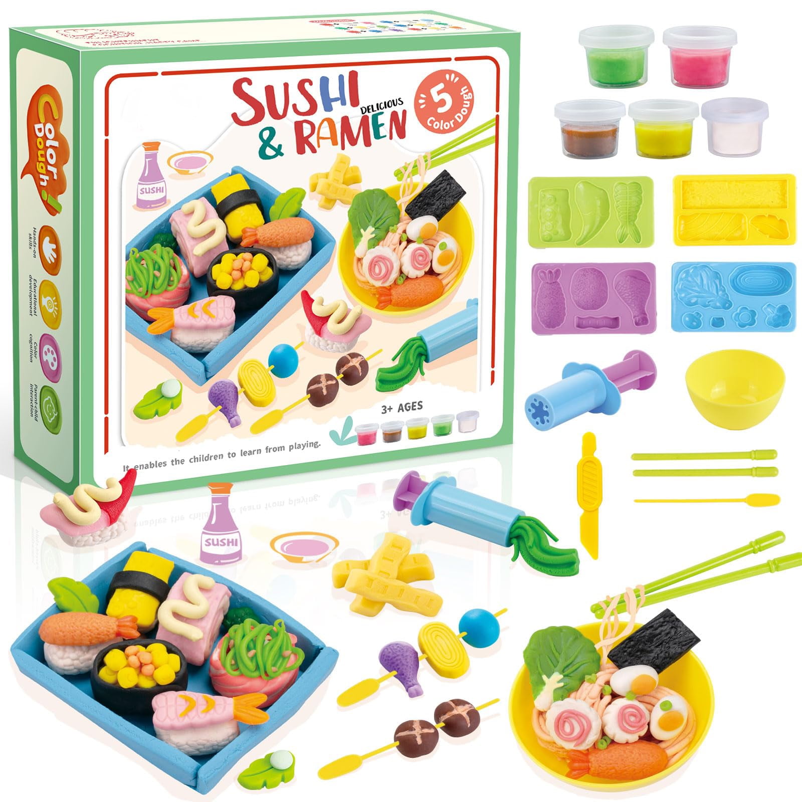 Imaginative Play Food & Play Dough Set for Kids 4-8 Years - Fun Kitchen ...