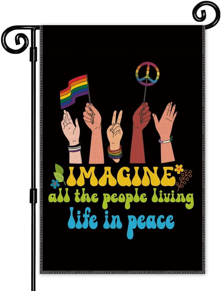 Imagine All The People Living Life In Peace Garden Flag, Welcome Garden ...