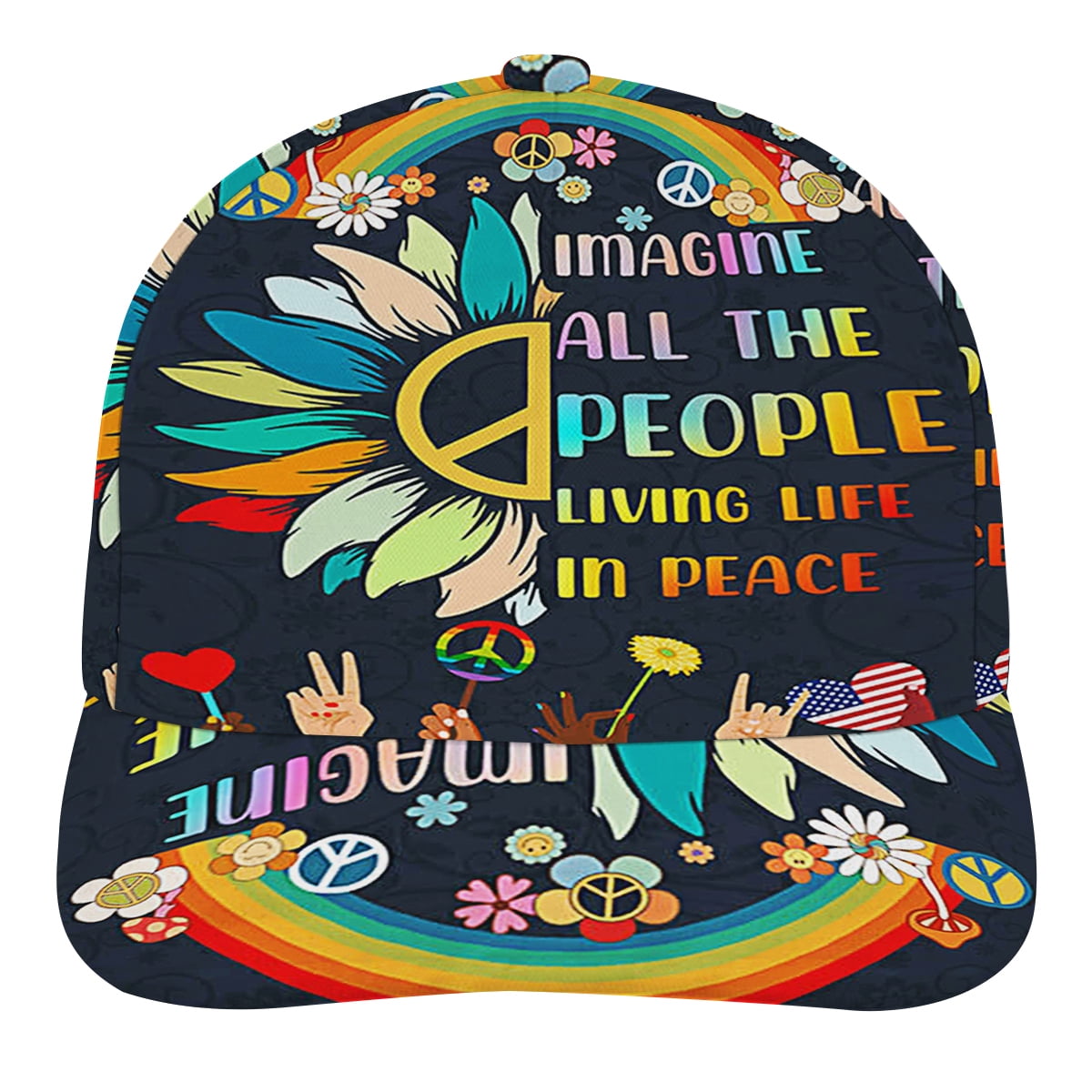 Imagine All The People Living Life In Peace Hippie baseball cap hat ...
