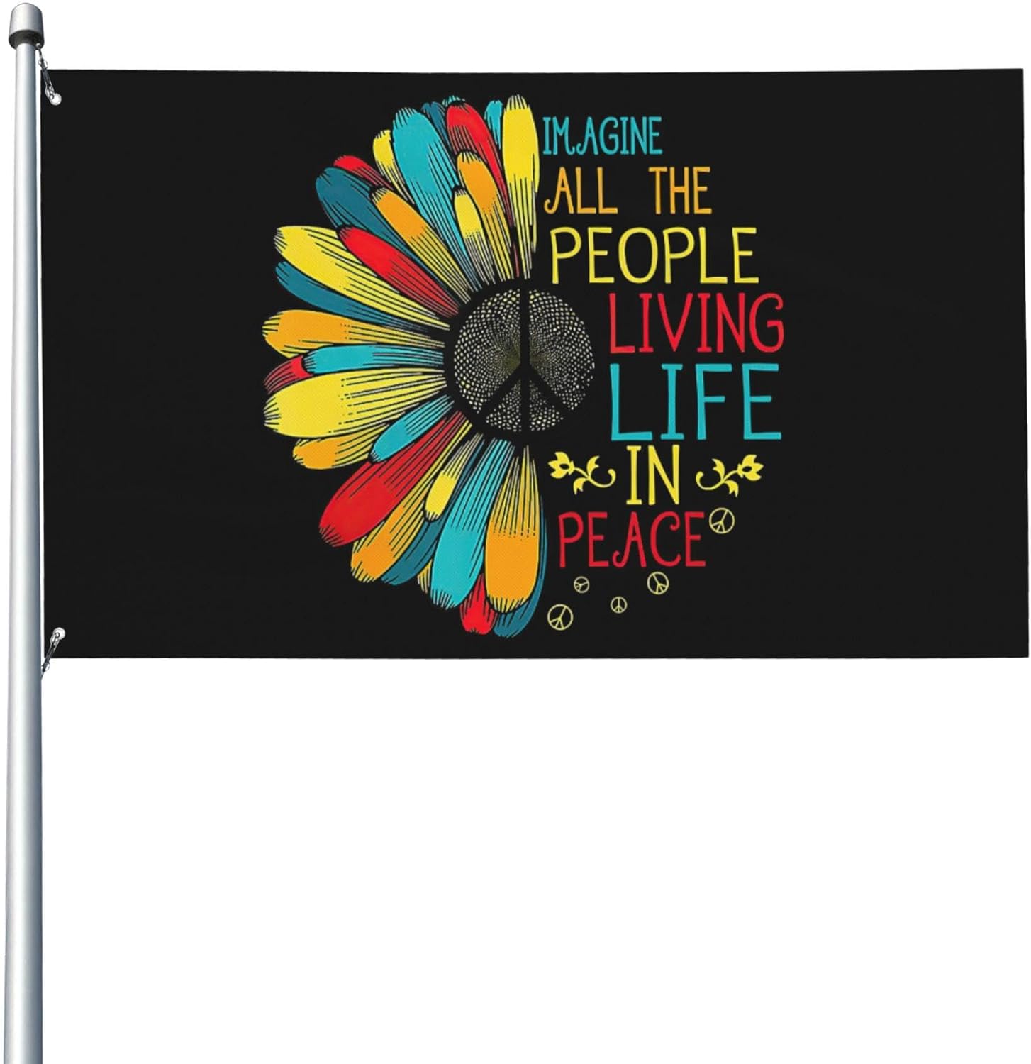 Imagine All The People Living Life in Peace Flag Outdoor Decorative ...