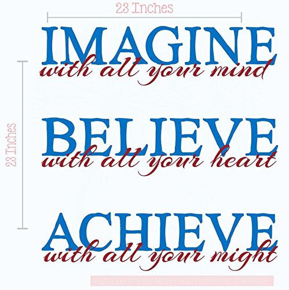 Imagine Believe Achieve Inspirational Wall Vinyl Decals Sticker Quote ...