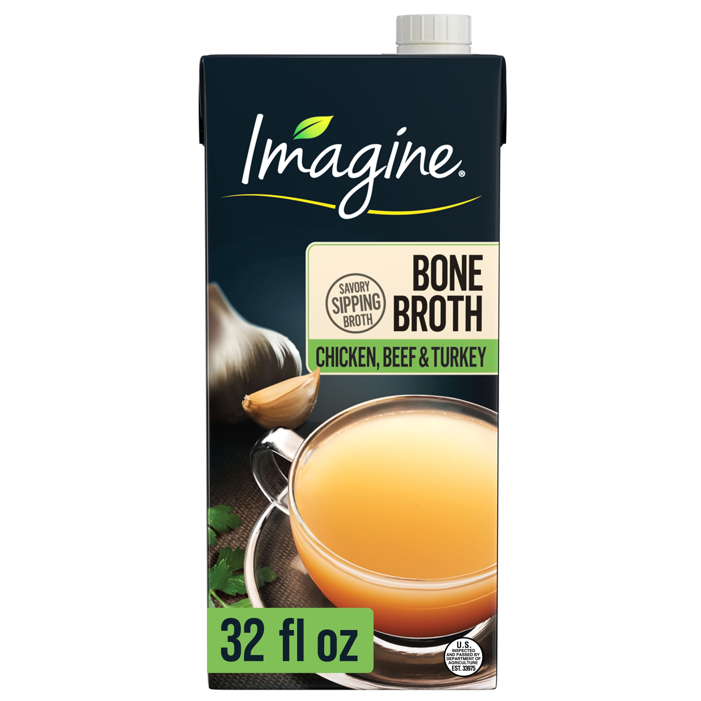 Imagine Chicken Beef Turkey Bone Broth, 32 fl oz Carton - Walmart.com