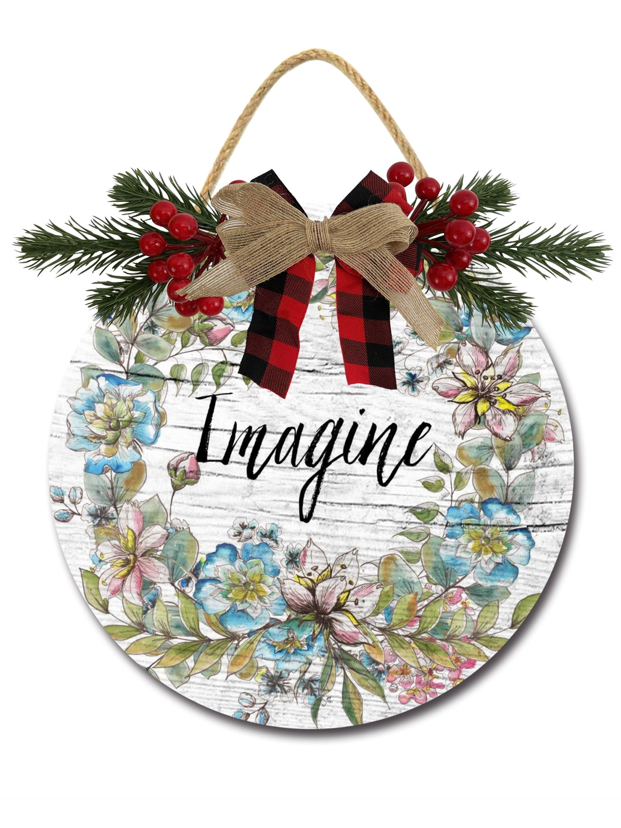 Imagine Front Door Sign Funny Wreaths Hanging Wooden Plaque Decoration ...