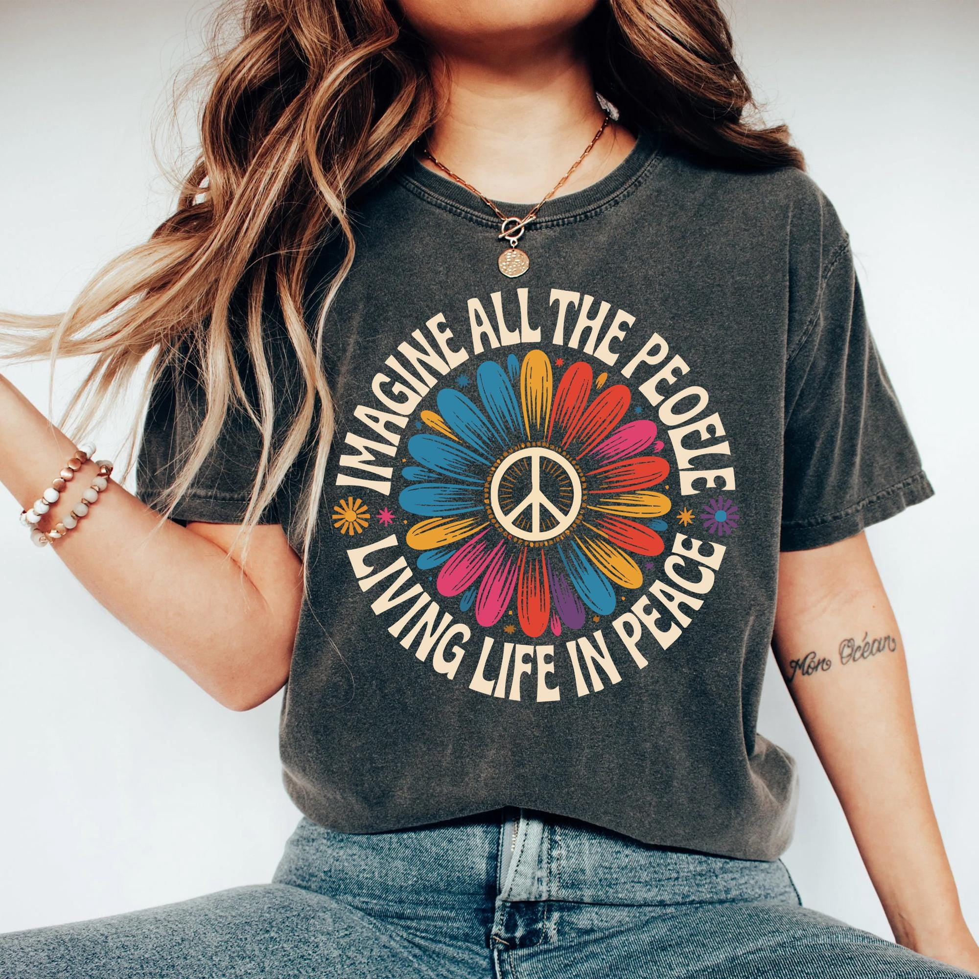 Imagine Peace T-Shirt | "Imagine All the People Living Life in Peace ...