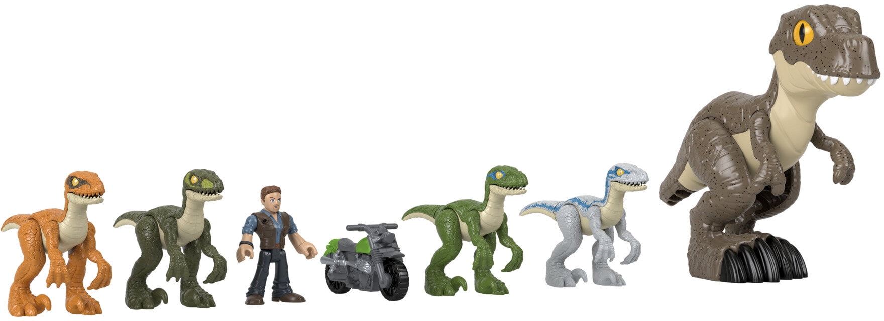 Imaginext Jurassic World Owen Grady with Raptors and T. rex Dinosaurs ...