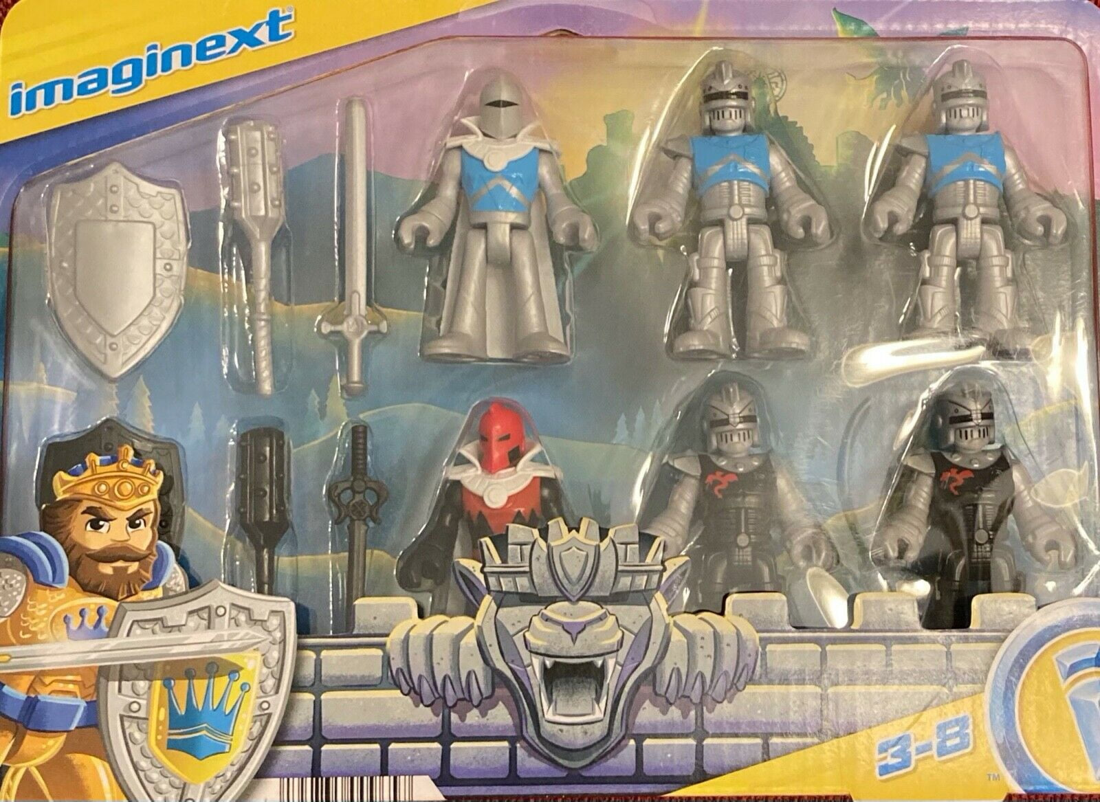 Imaginext Kingdom Castle Battle 6 Figures 3 Red Knights & 3 Blue ...