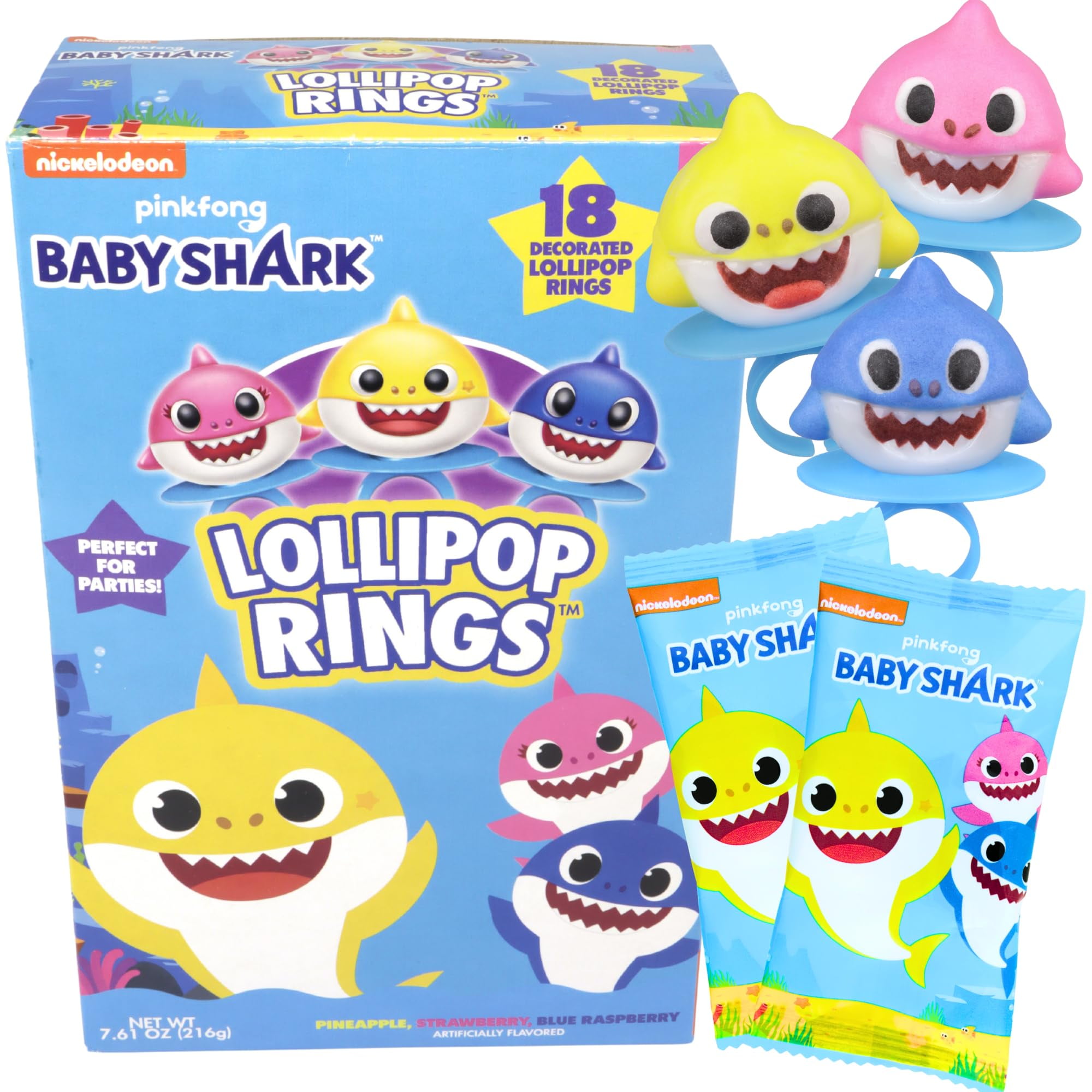 Imaginings 3 Baby Shark MFF30 Lollipop Rings, Individually Wrapped ...