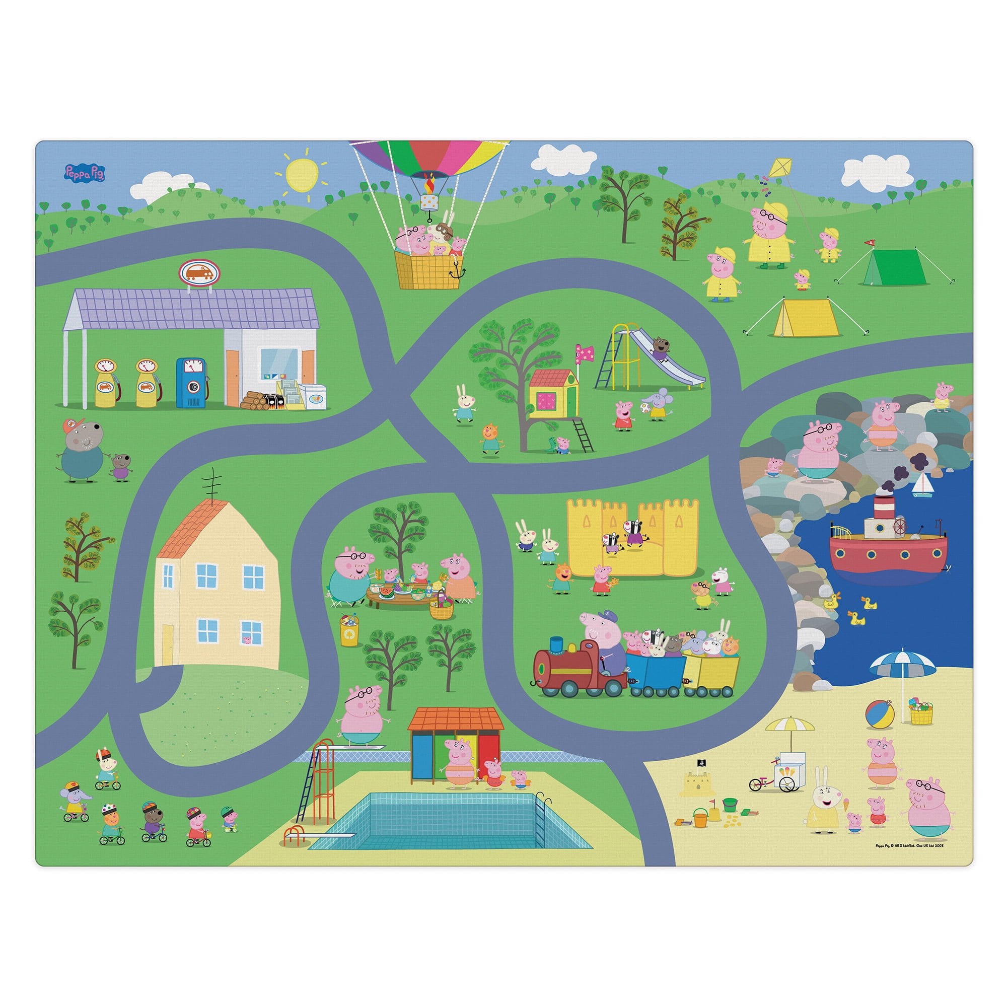 Imaginmat: Jumbo -Peppa Pig - Floor Playmat & 2 Toy Cars, 47 x 61", 2 ...