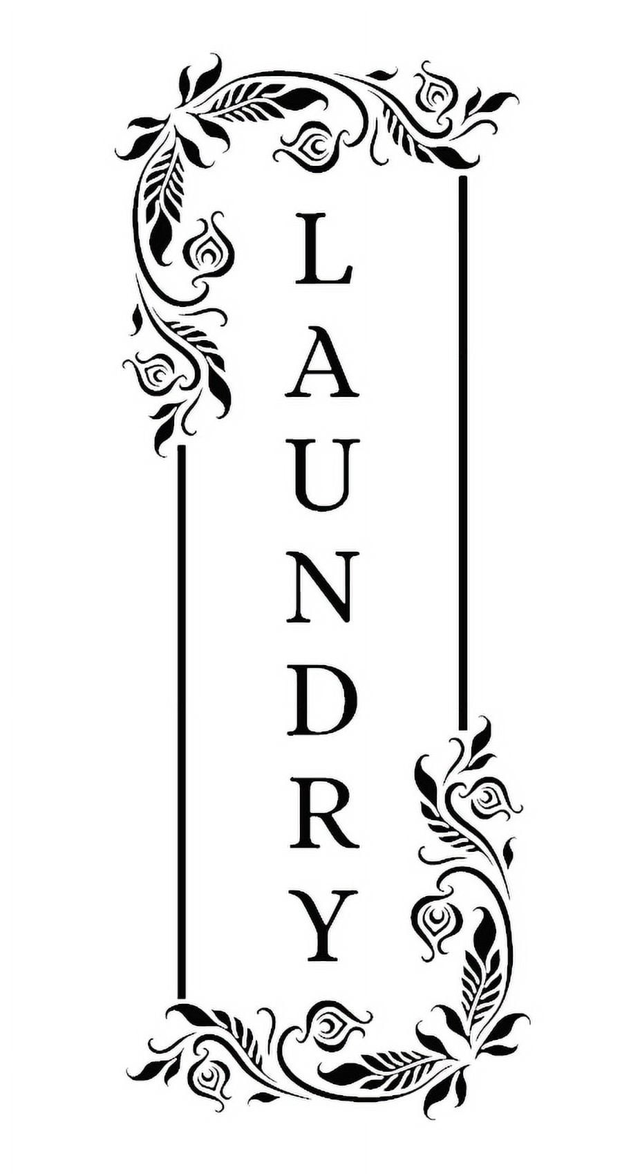 Imagnt Studio Floral Laundry Decal, Glossy Black Vinyl, 60x23.5 inches ...