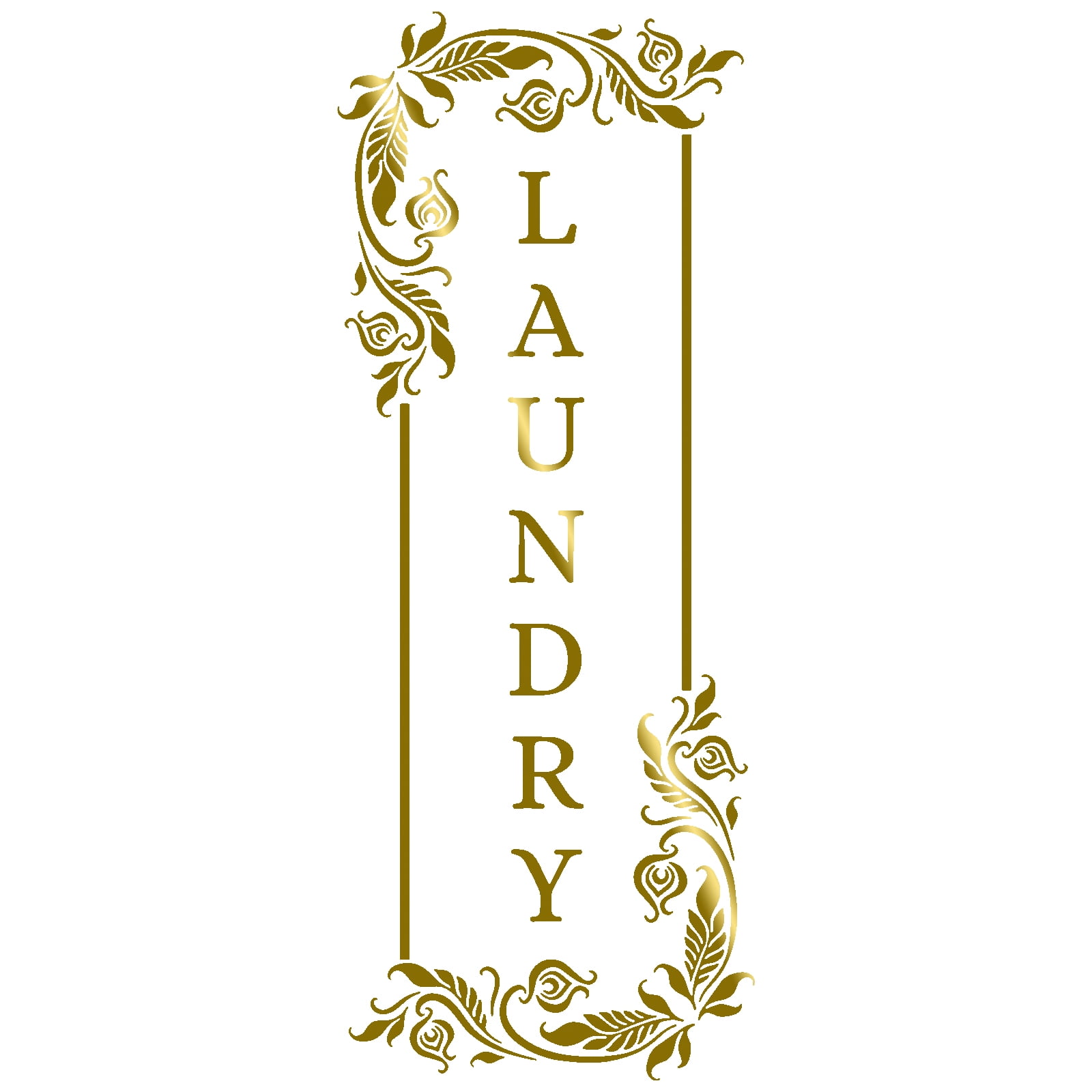 Imagnt Studio Floral Laundry Decal, Glossy Gold Metallic Vinyl, 24x9.5 ...